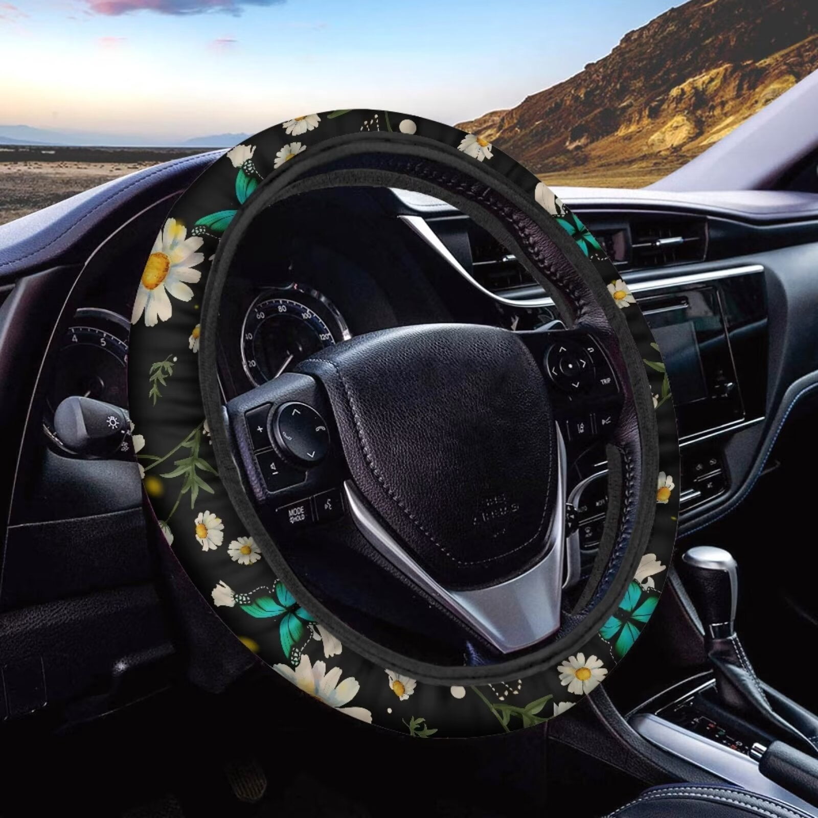 FOR U DESIGNS Daisy Butterfly Steering Wheel Cover Girly Steering Wheel ...