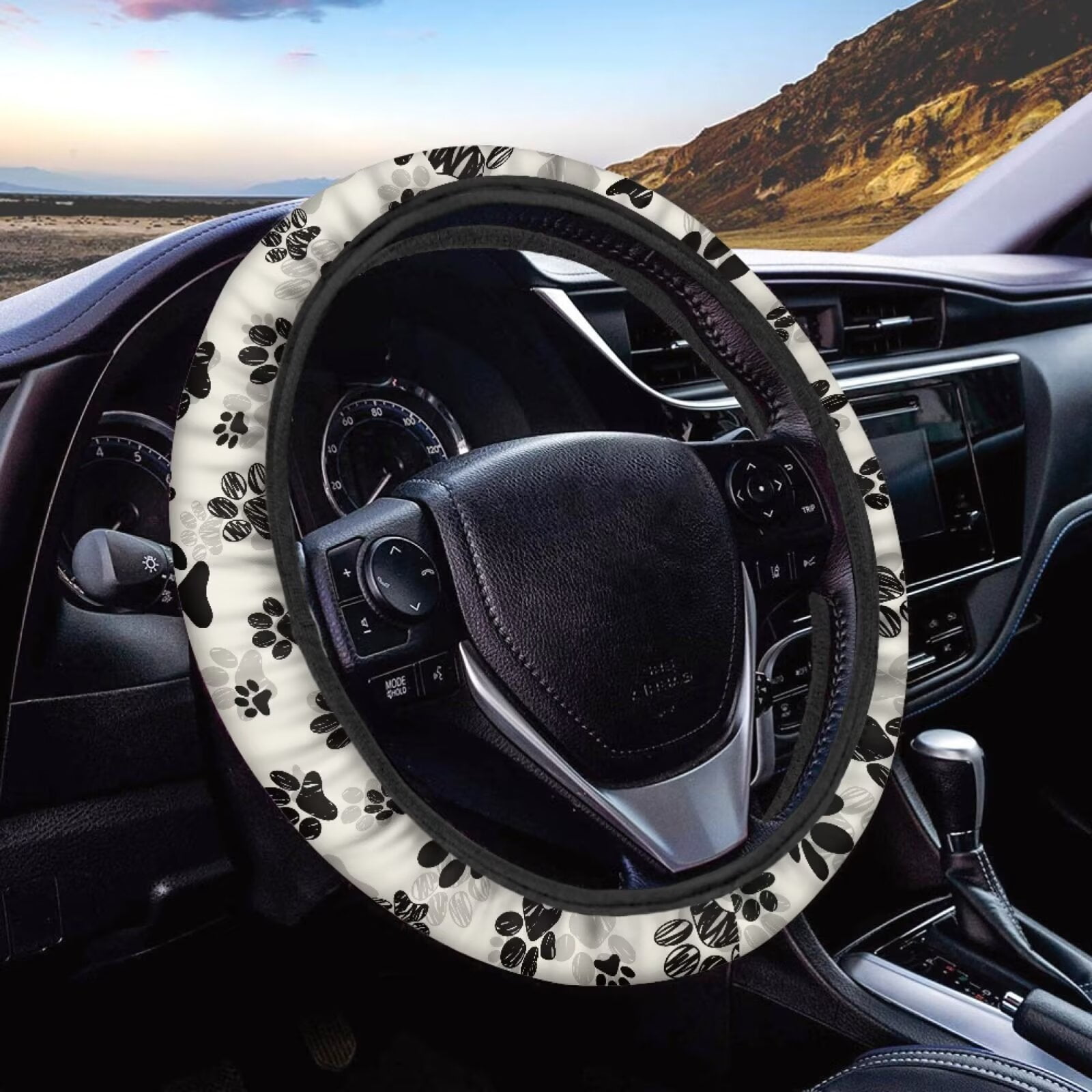 FOR U DESIGNS Dog Paw Print Steering Wheel Cover for Truck Van Cute ...