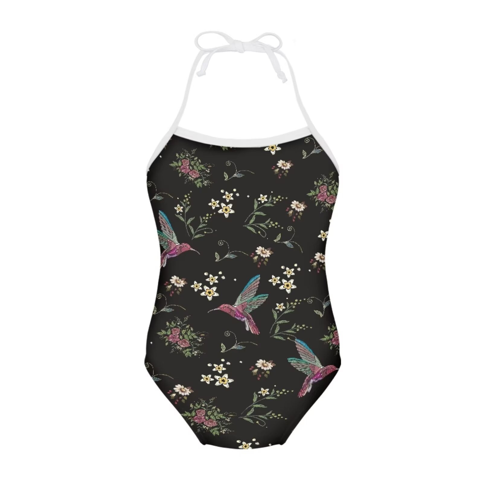 FOR U DESIGNS Fashion Girls Floral Swimsuit Hummingbird Halter Neck ...
