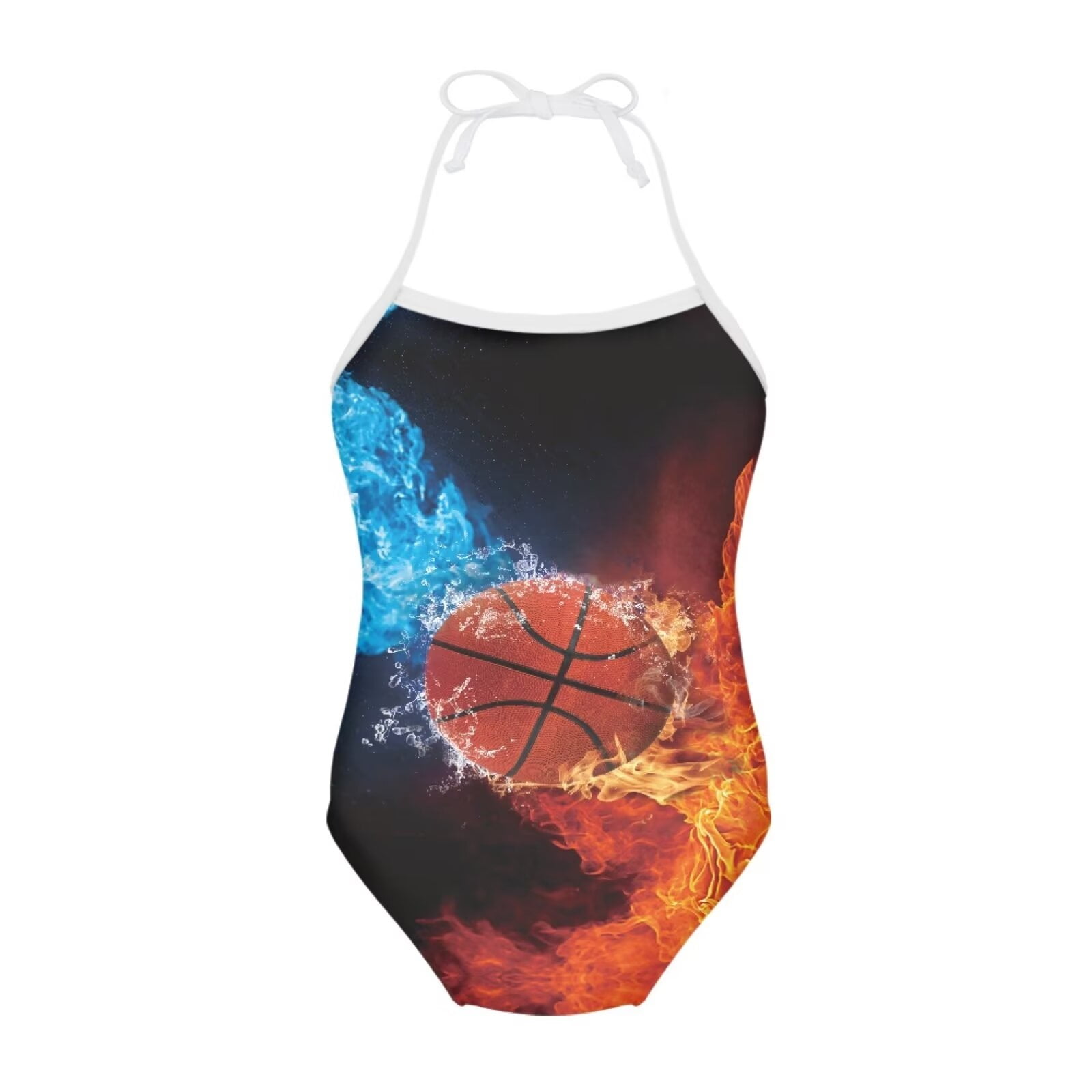FOR U DESIGNS Fire Water Basketball Halter Bathing Suits for Girls 7-8 ...