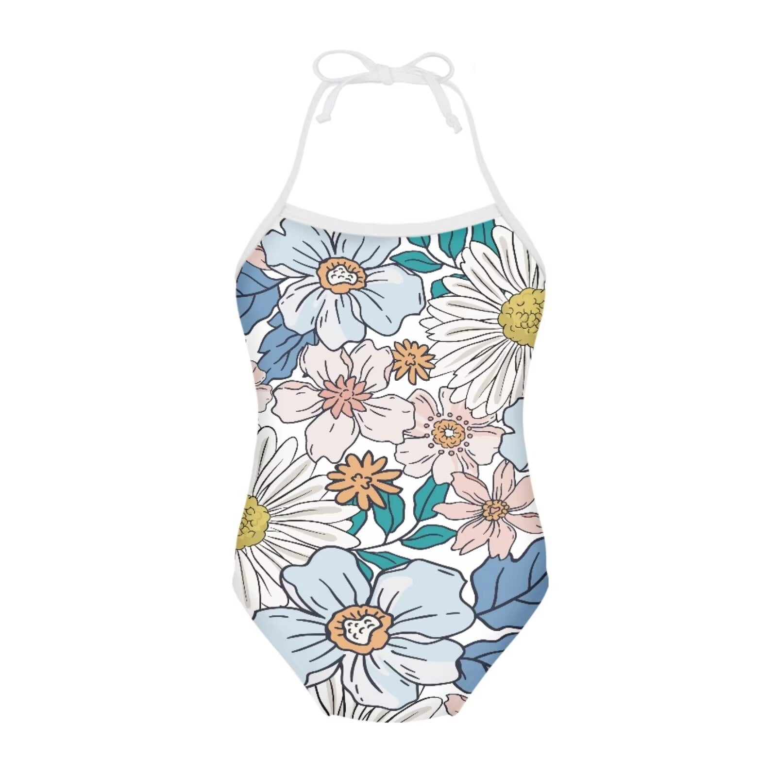 FOR U DESIGNS Flowers One Piece Swimsuit for Girls 9-10 Years Old ...