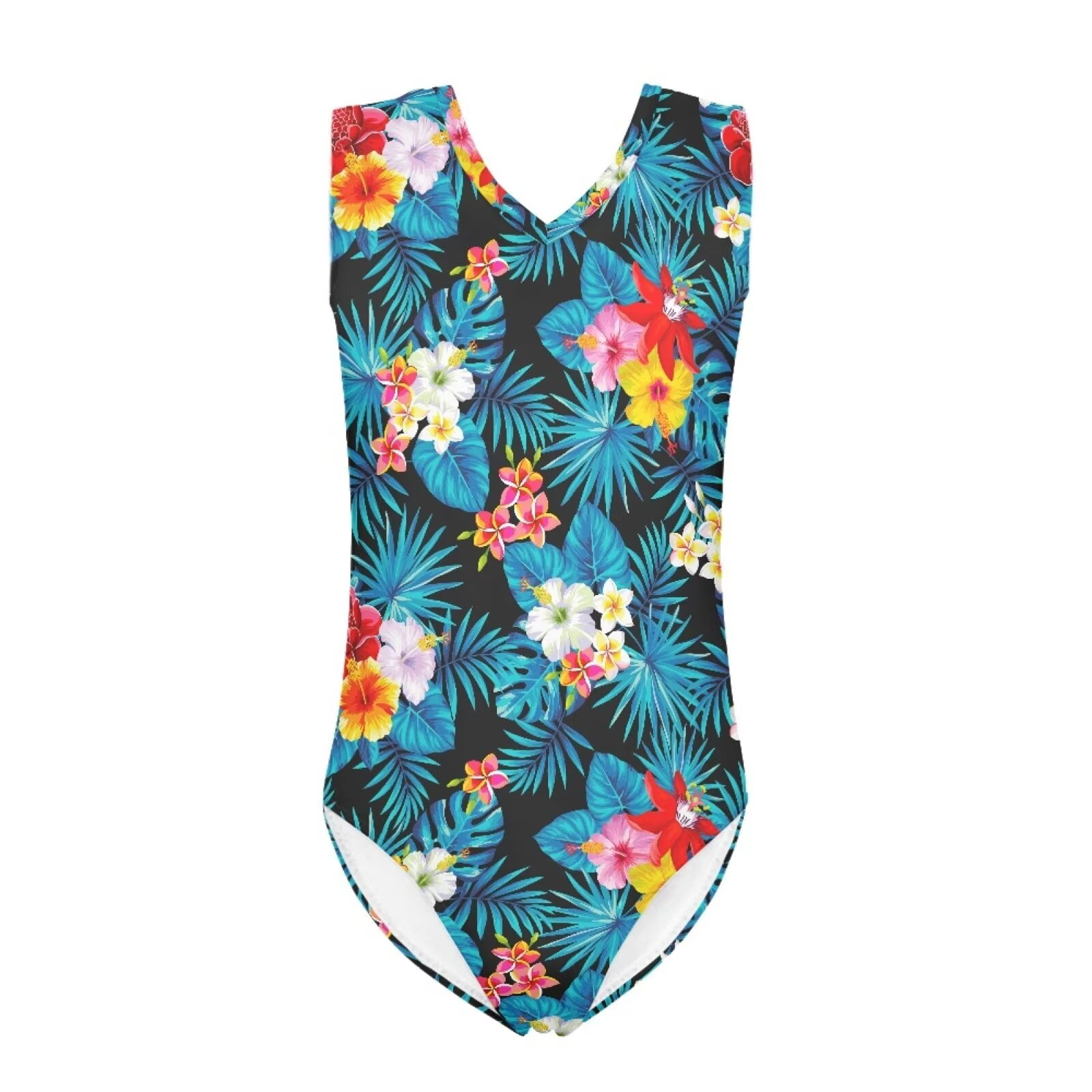 FOR U DESIGNS Hibiscus Flowers Girls Swimsuit for Beach Bathing Palm ...