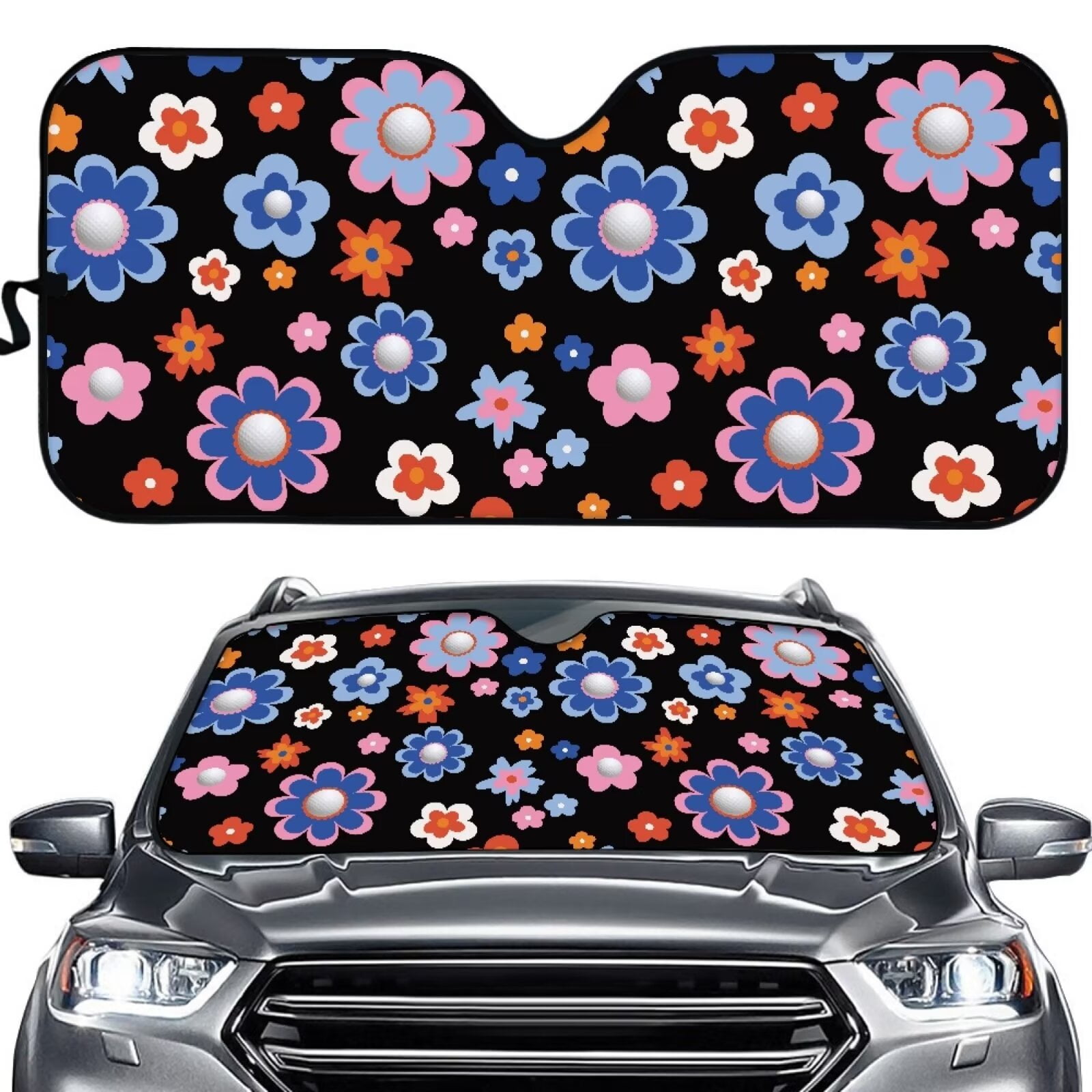 FOR U DESIGNS Hippie Flower Windshield Sun Shade for Car SUV Truck ...