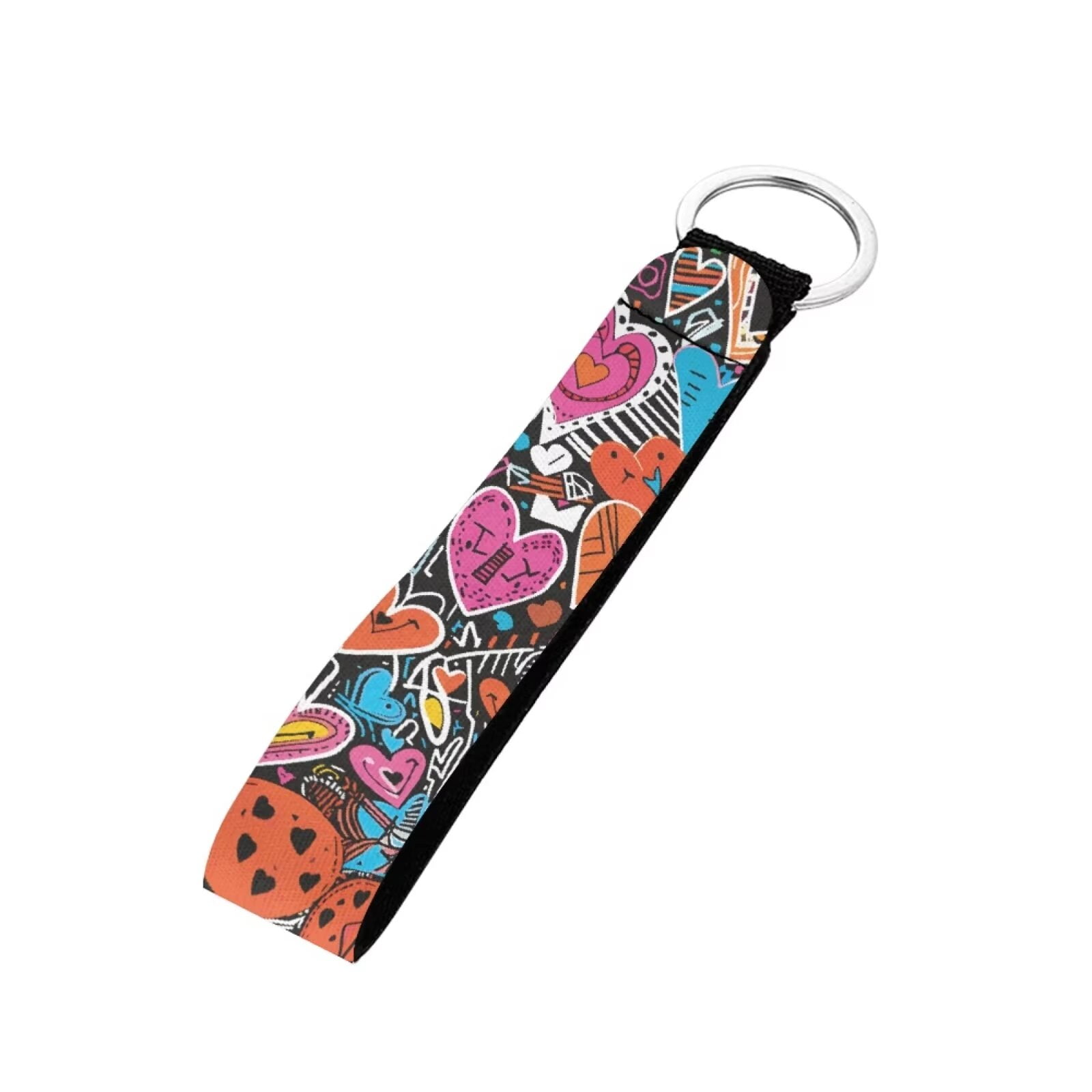 FOR U DESIGNS Hippie Keychain Wristlet for Women Girls Colorful Hearts ...