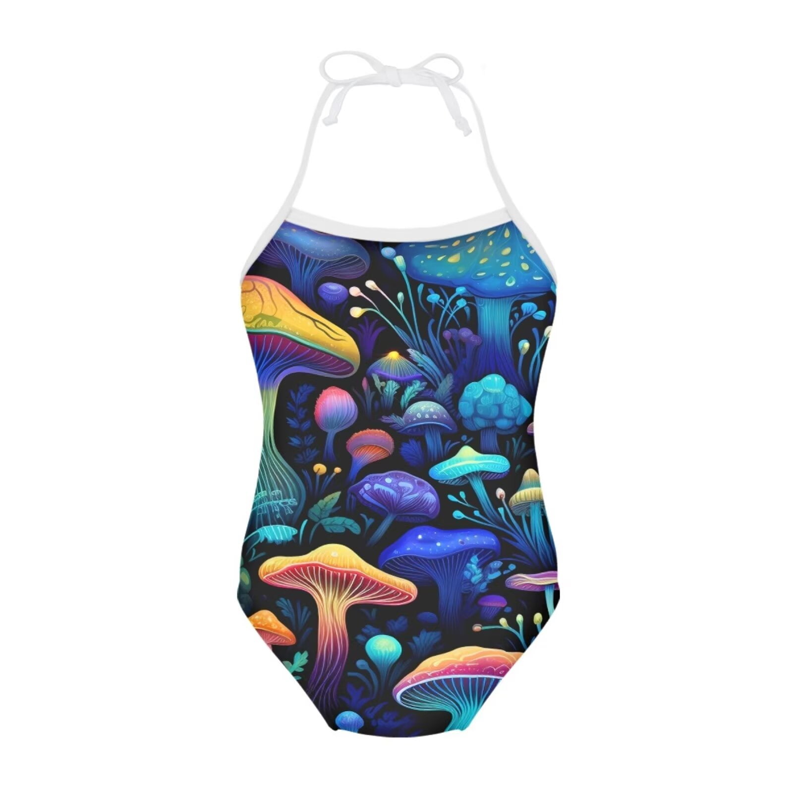 FOR U DESIGNS Hippie Mushroom One Piece Halter Swimsuit for Girls 7-8 ...