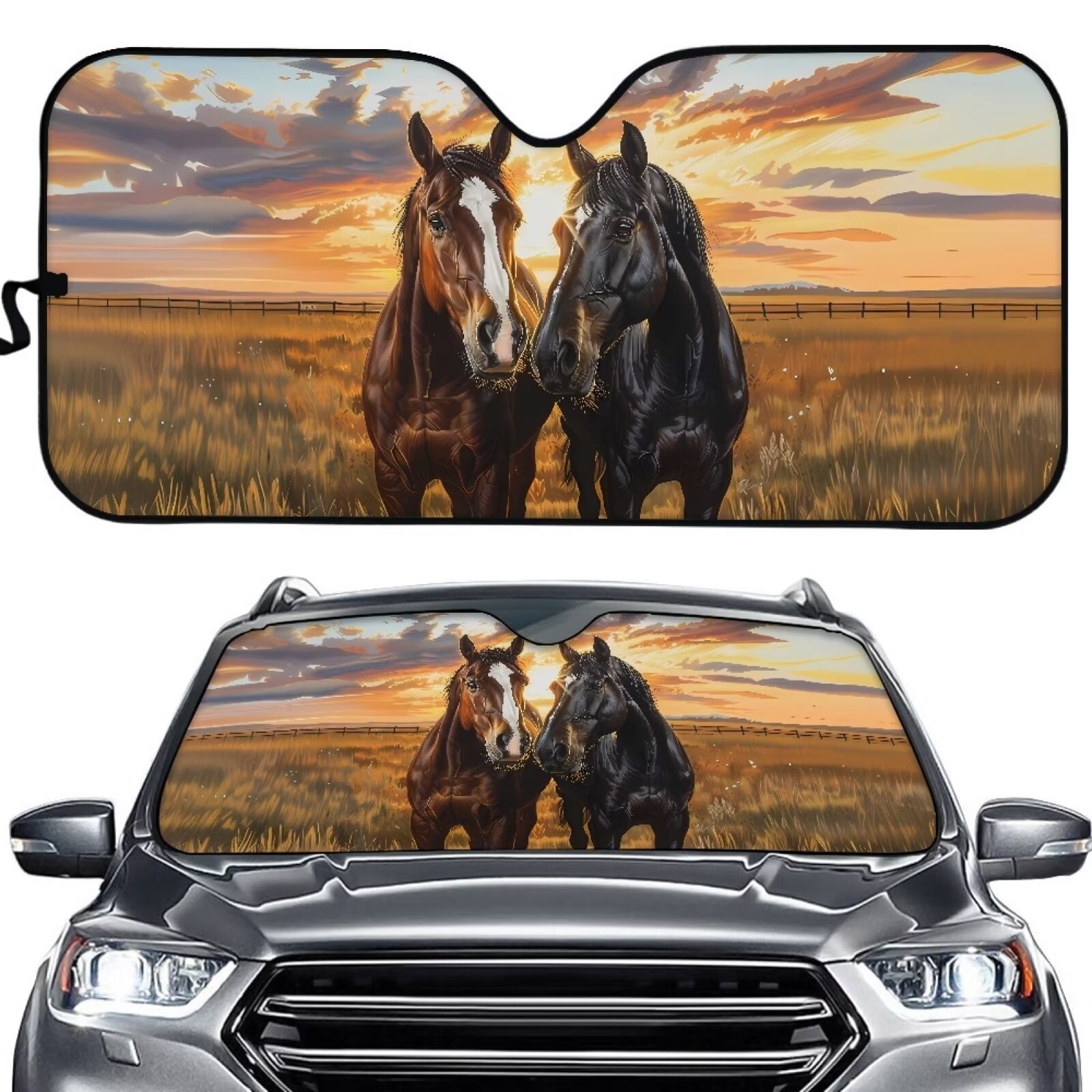 FOR U DESIGNS Horse Car Sun Shade Windshield Sun Shade Auto Accessories ...