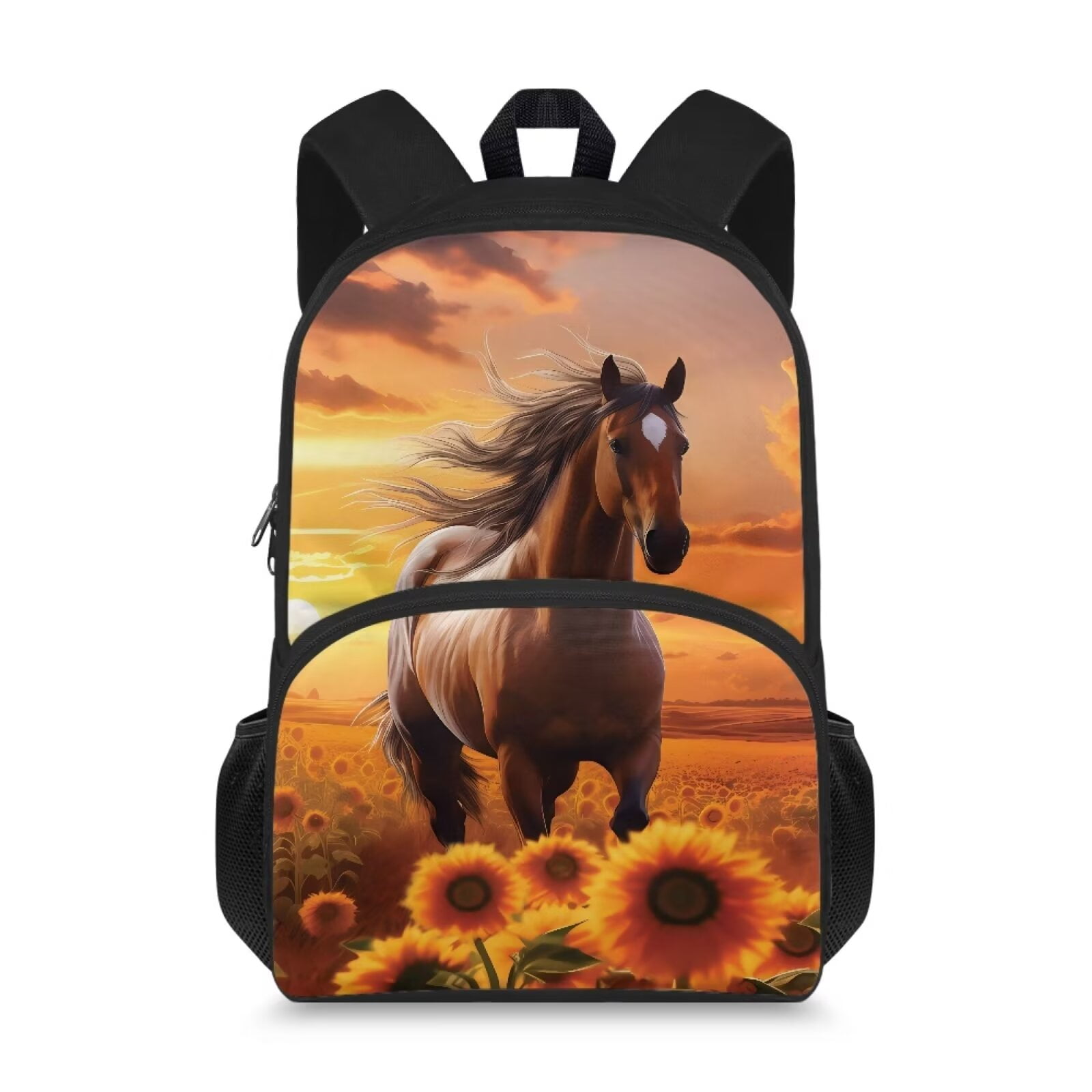 FOR U DESIGNS Horse Sunflowers School Bags for Teens Boys Sunset ...