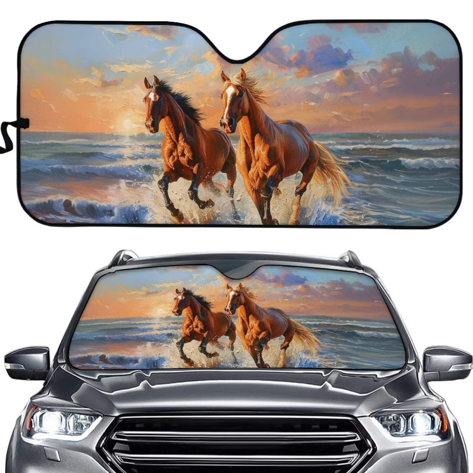 FOR U DESIGNS Horse Sunshade for Car Windshield Car Shade Front ...