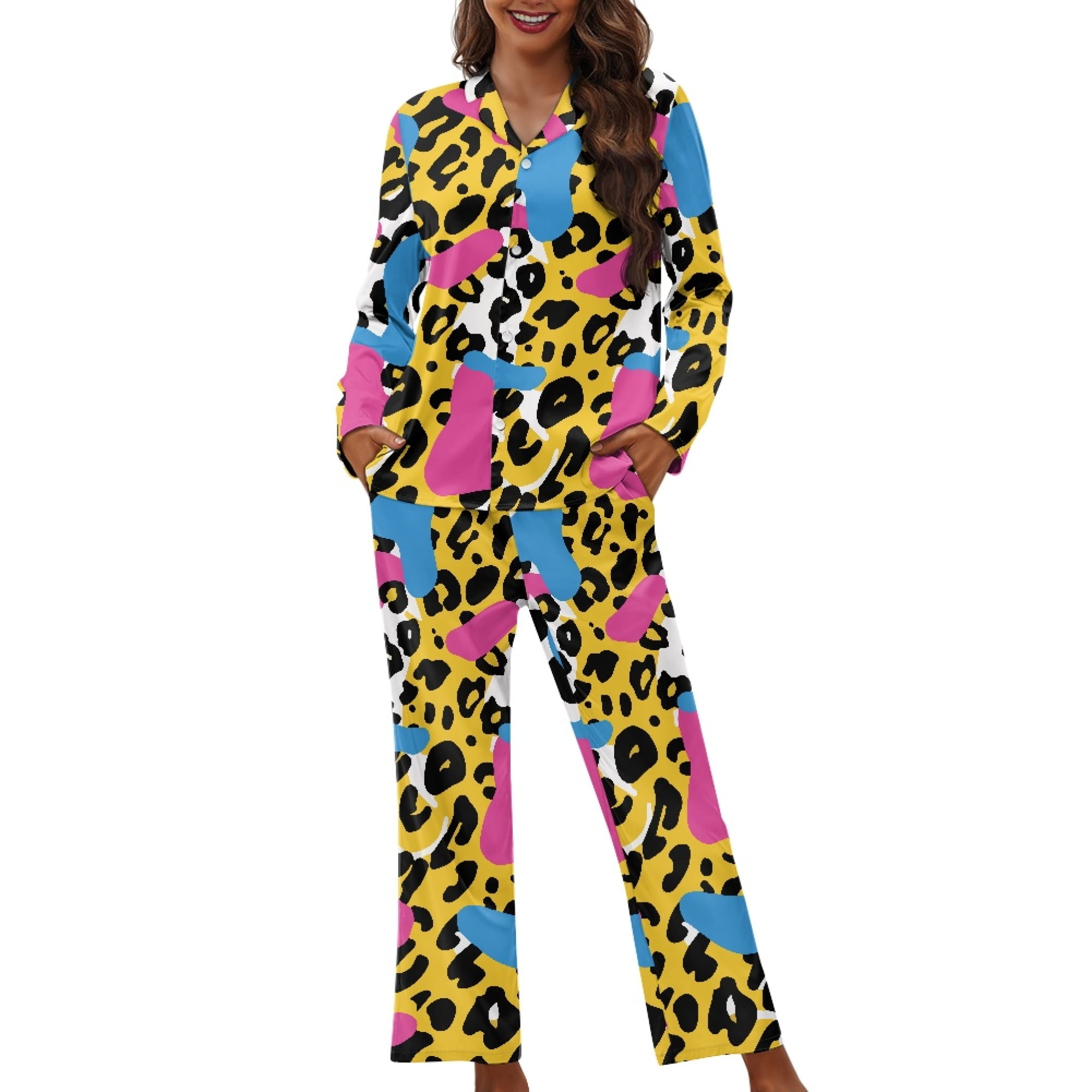 FOR U DESIGNS Leopard Print Button Down Nightwear for Women 2 Piece ...