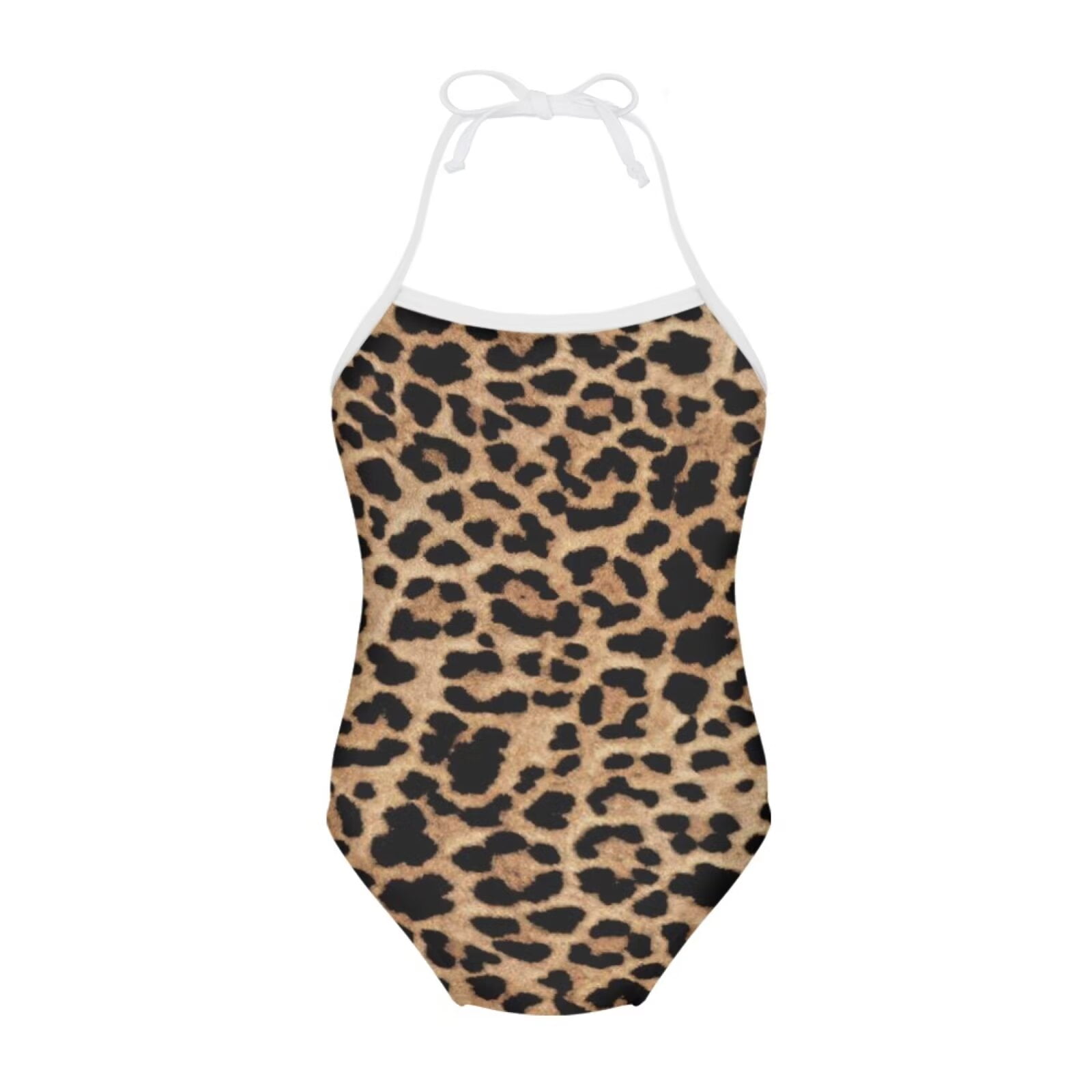 FOR U DESIGNS Leopard Print One Piece Bathing Suit Girls Casual Kids ...