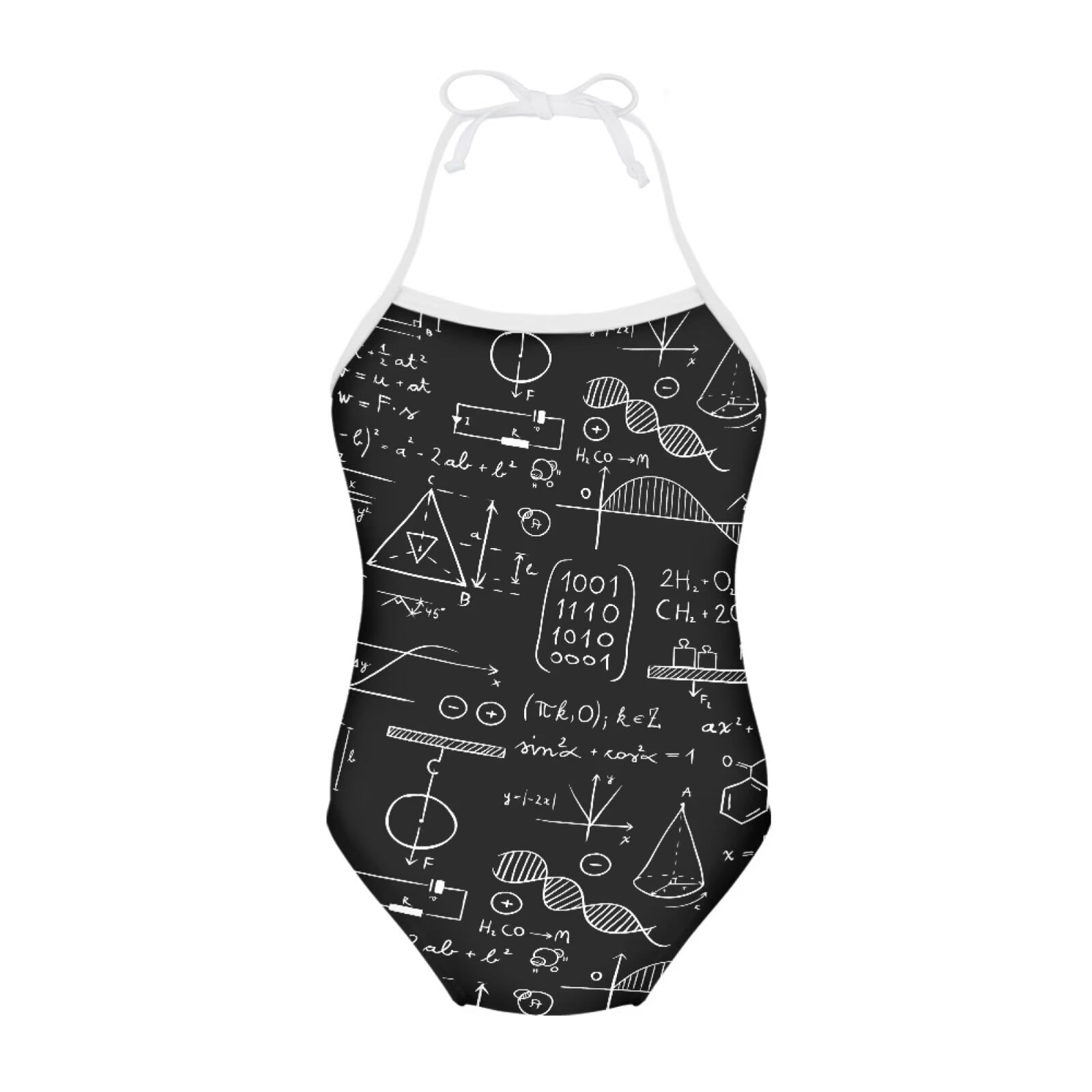 FOR U DESIGNS Math Theme One Piece Swimsuit Girls Black Summer Swimwear ...
