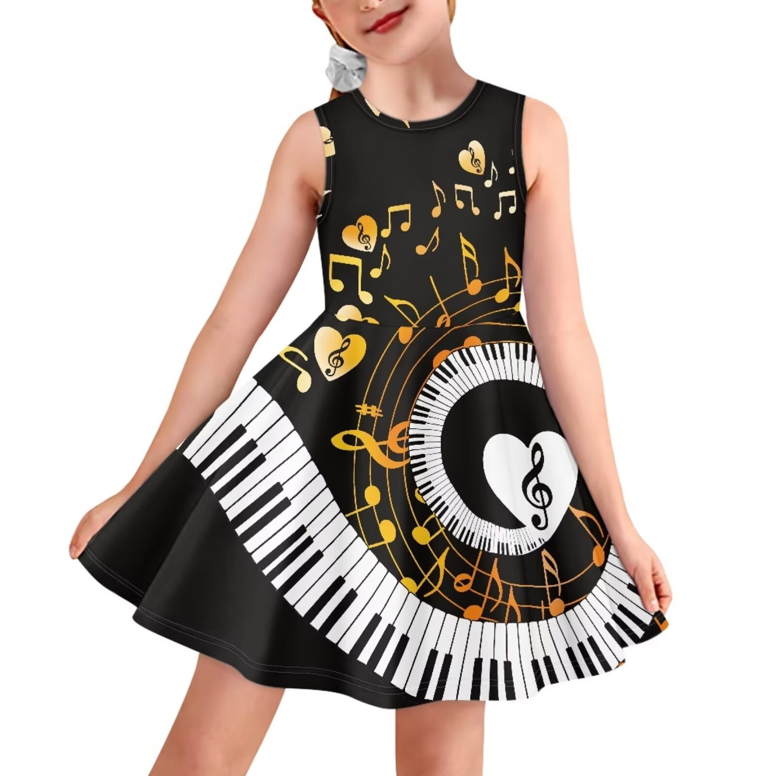 FOR U DESIGNS Piano Notes Tank Sundress Soft Round Neck Skater Dress ...