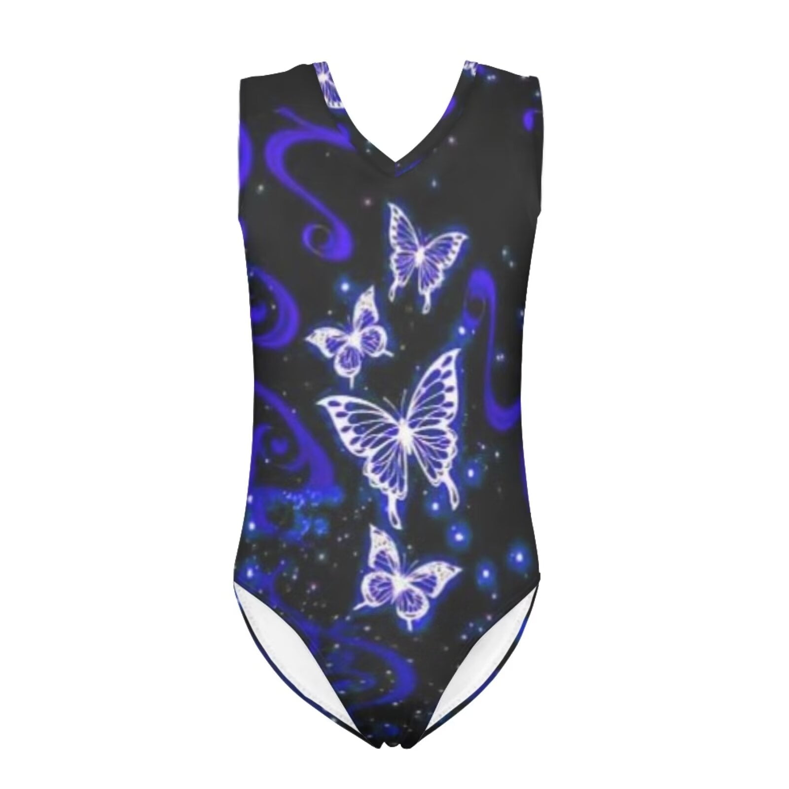 FOR U DESIGNS Purple Butterfly One Piece Swimsuit for Girls Stretchy V ...