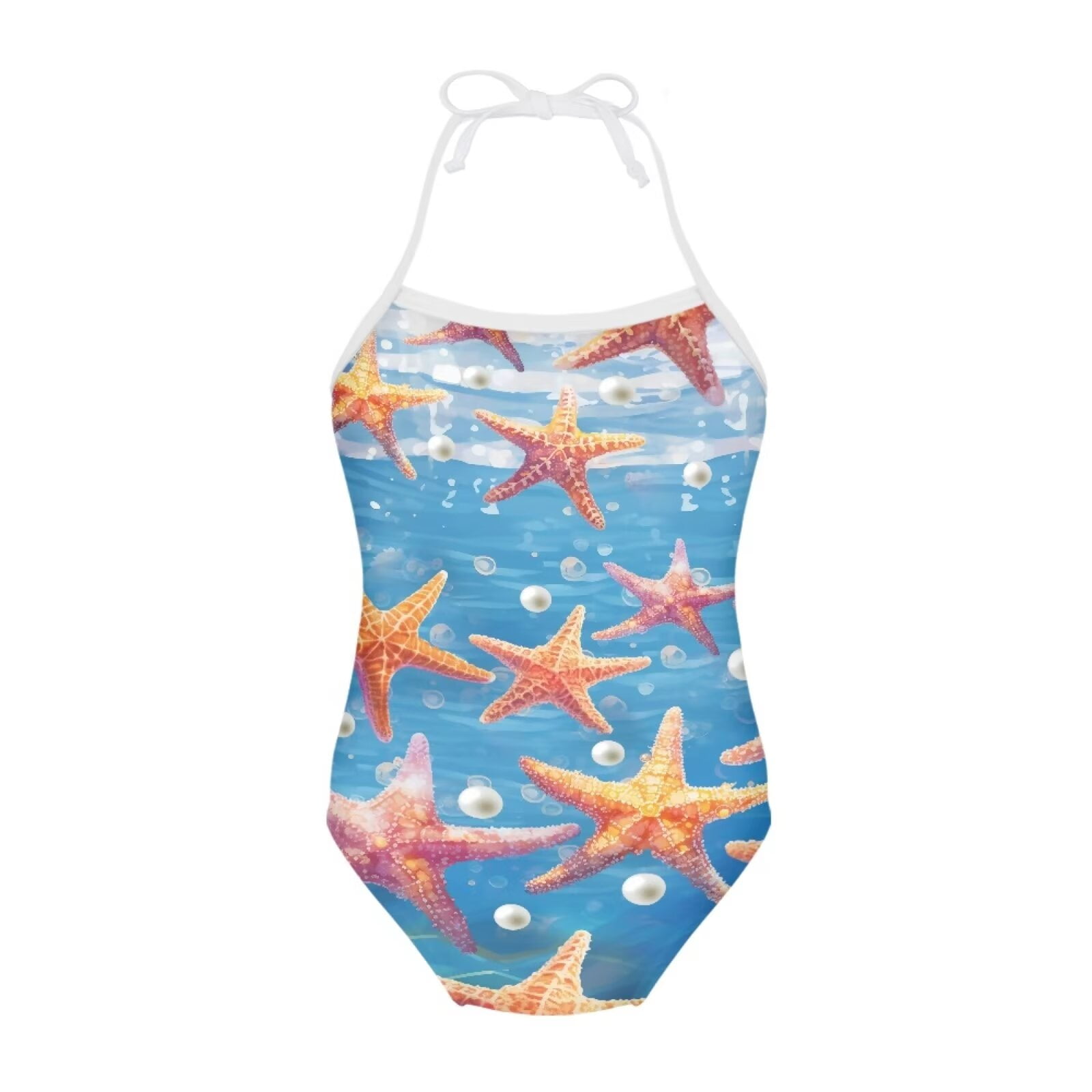 For U Designs Quick Dry Blue One Piece Swimsuit For Girls Kawaii Cute Bathing Suit Swimwear For