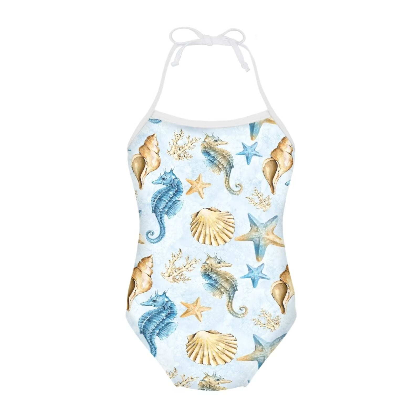 FOR U DESIGNS Sea Horse Halter Bathing Suits for Girls Shell Starfish ...