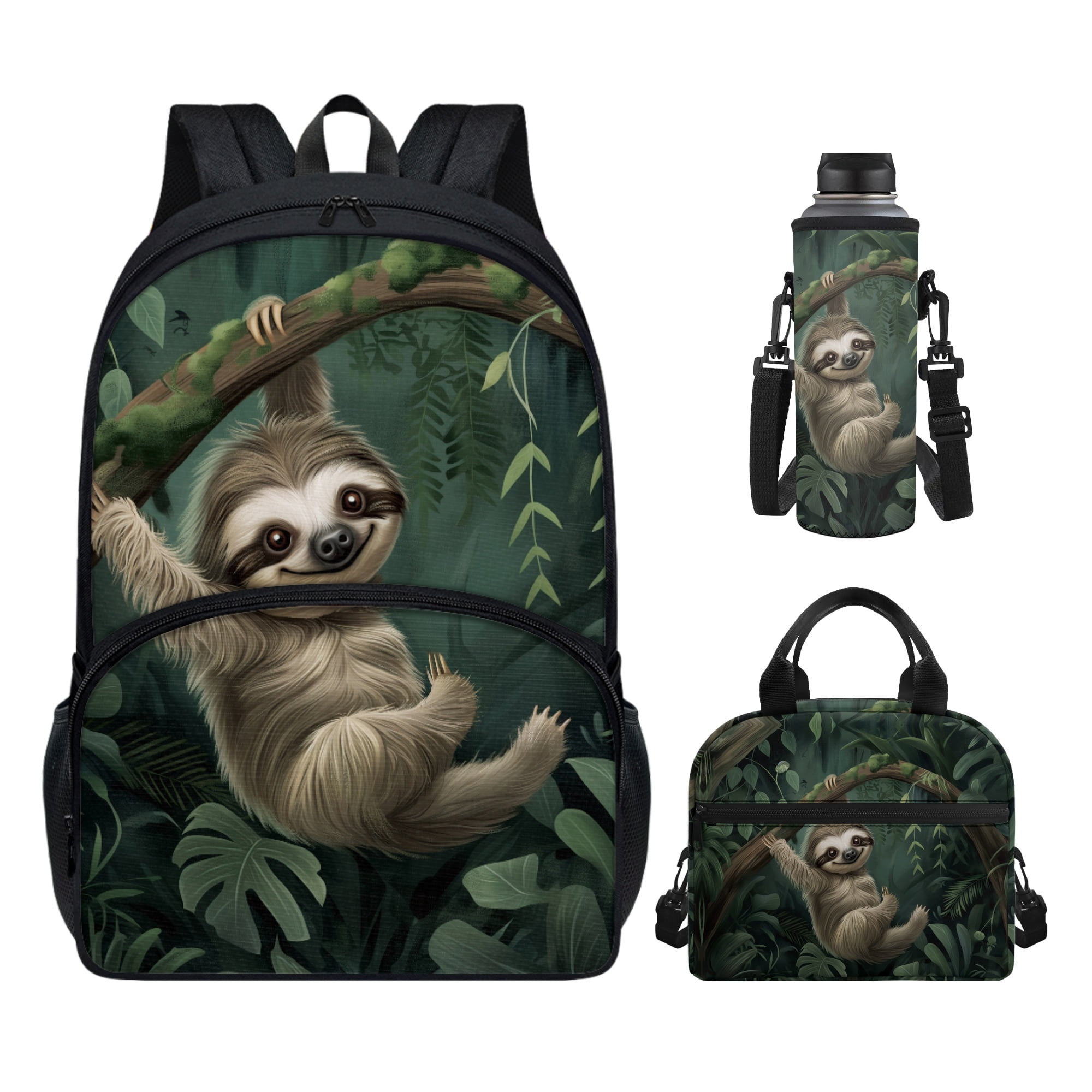 FOR U DESIGNS Sloth Backpack and Lunch Box Set Middle School Bookbag ...