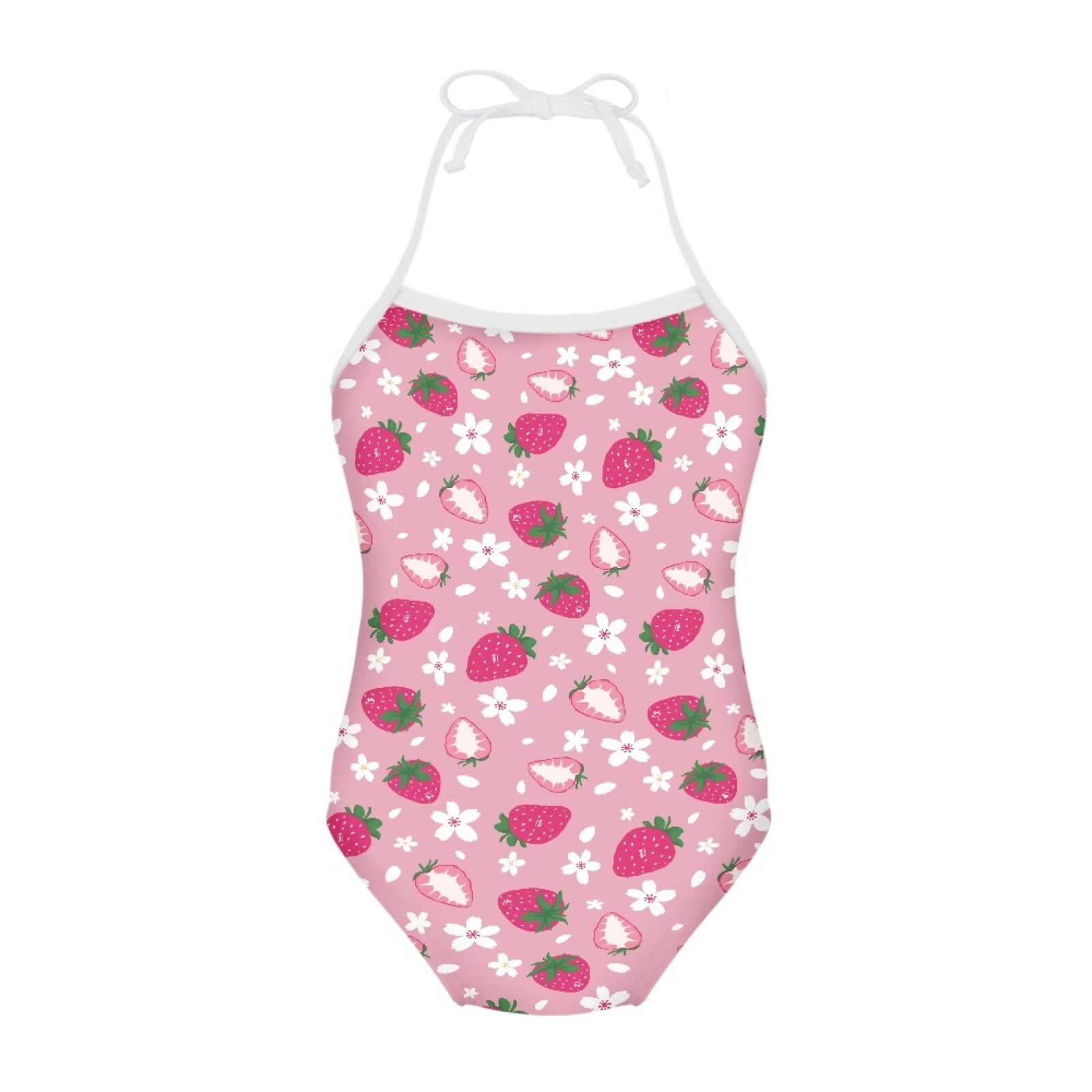 FOR U DESIGNS Soft Halter Bathing Suits Cute Pink One Piece Swimsuit ...