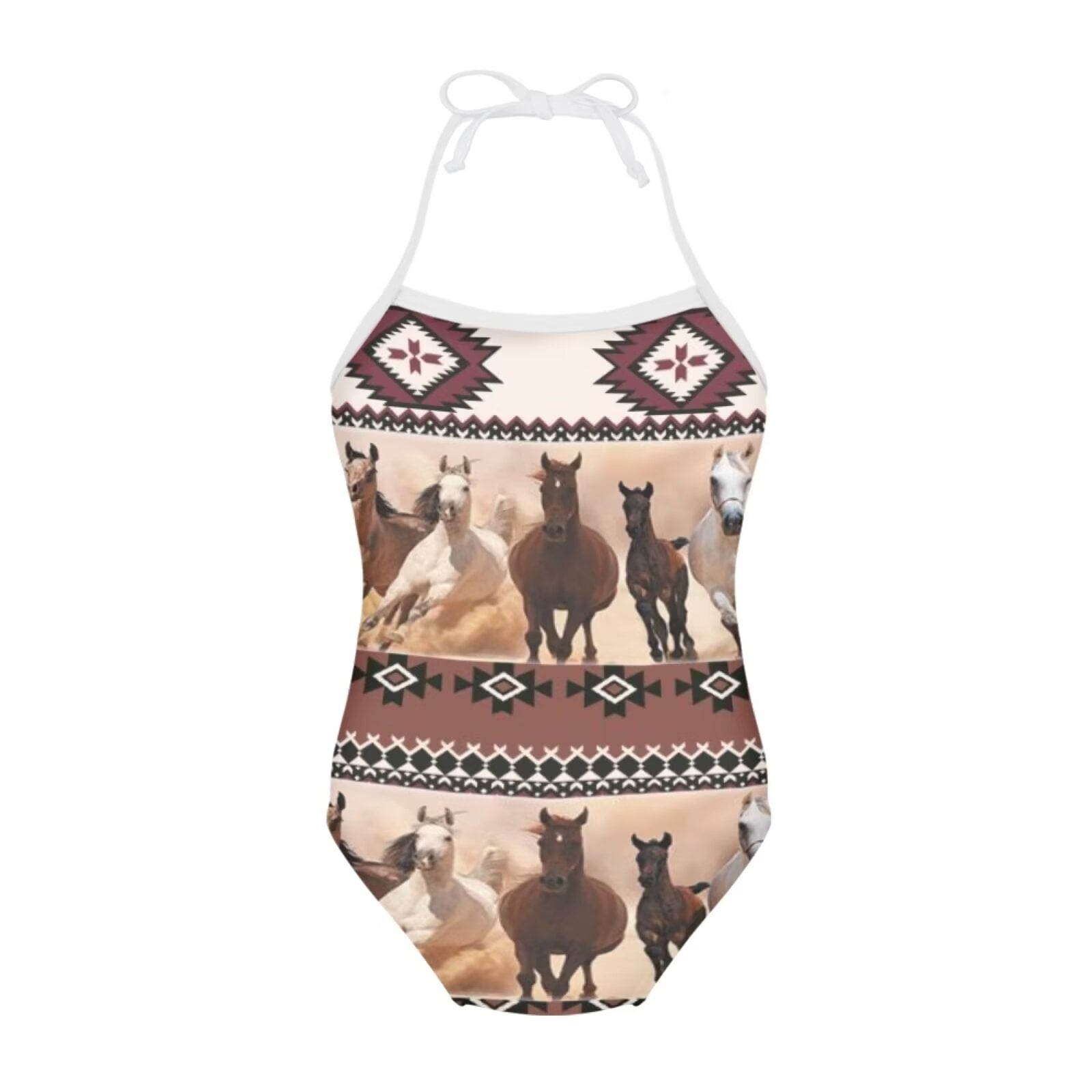 FOR U DESIGNS Southwest Aztec Horse One Piece Bathing Suit for Girls 7 ...