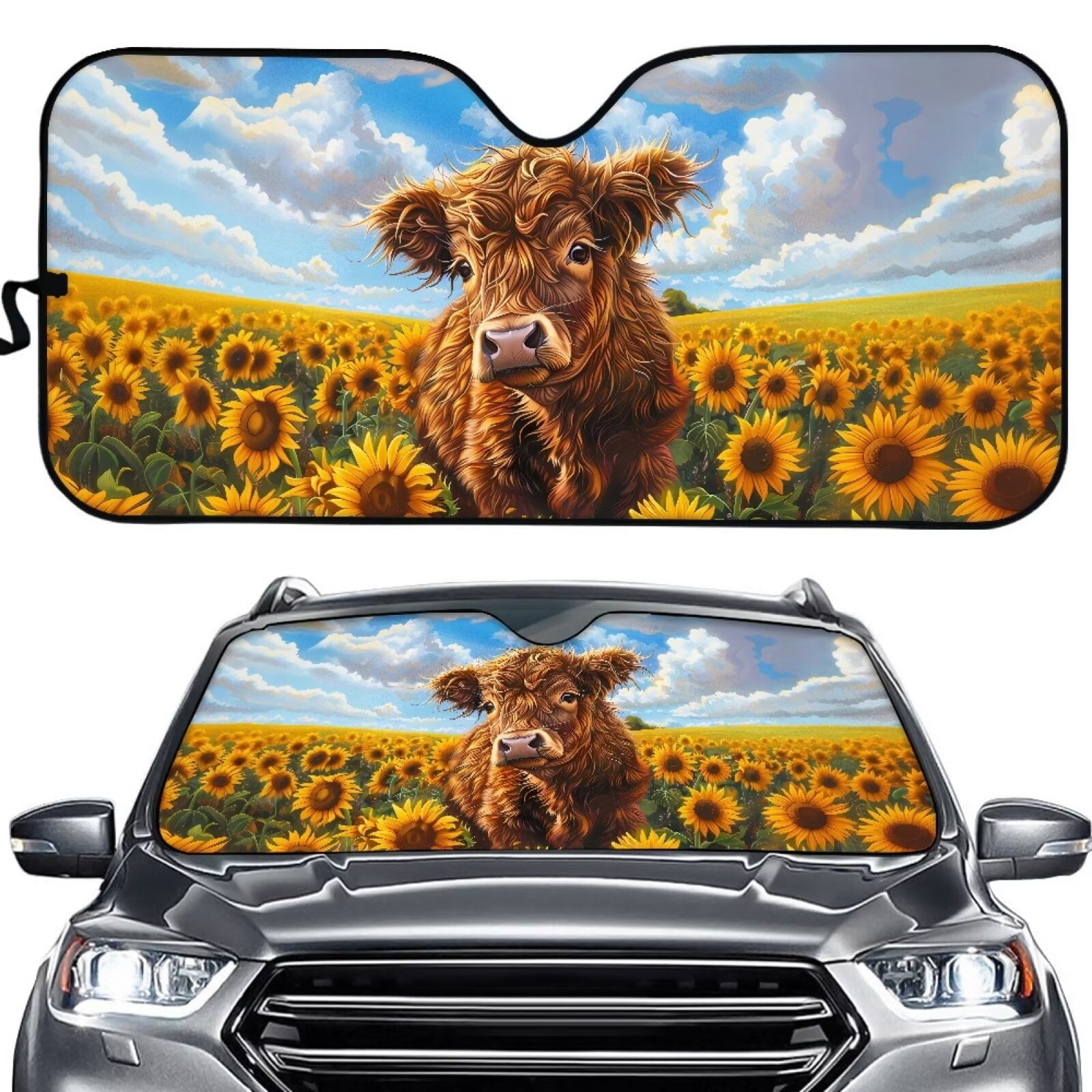 FOR U DESIGNS Sunflower Cattle Sun Shade for Car Window Universal ...