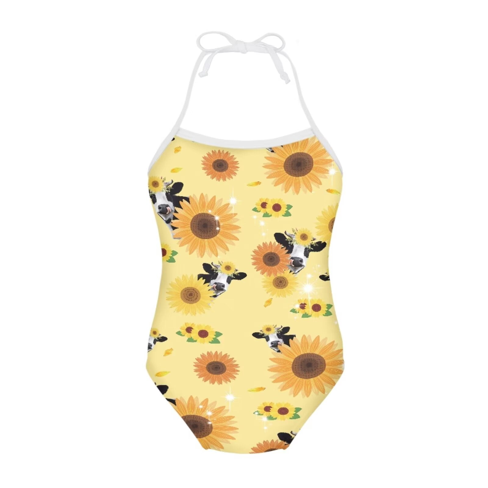 FOR U DESIGNS Sunflower Cow Halter Neck Swimsuit for Beach Wear Dance ...