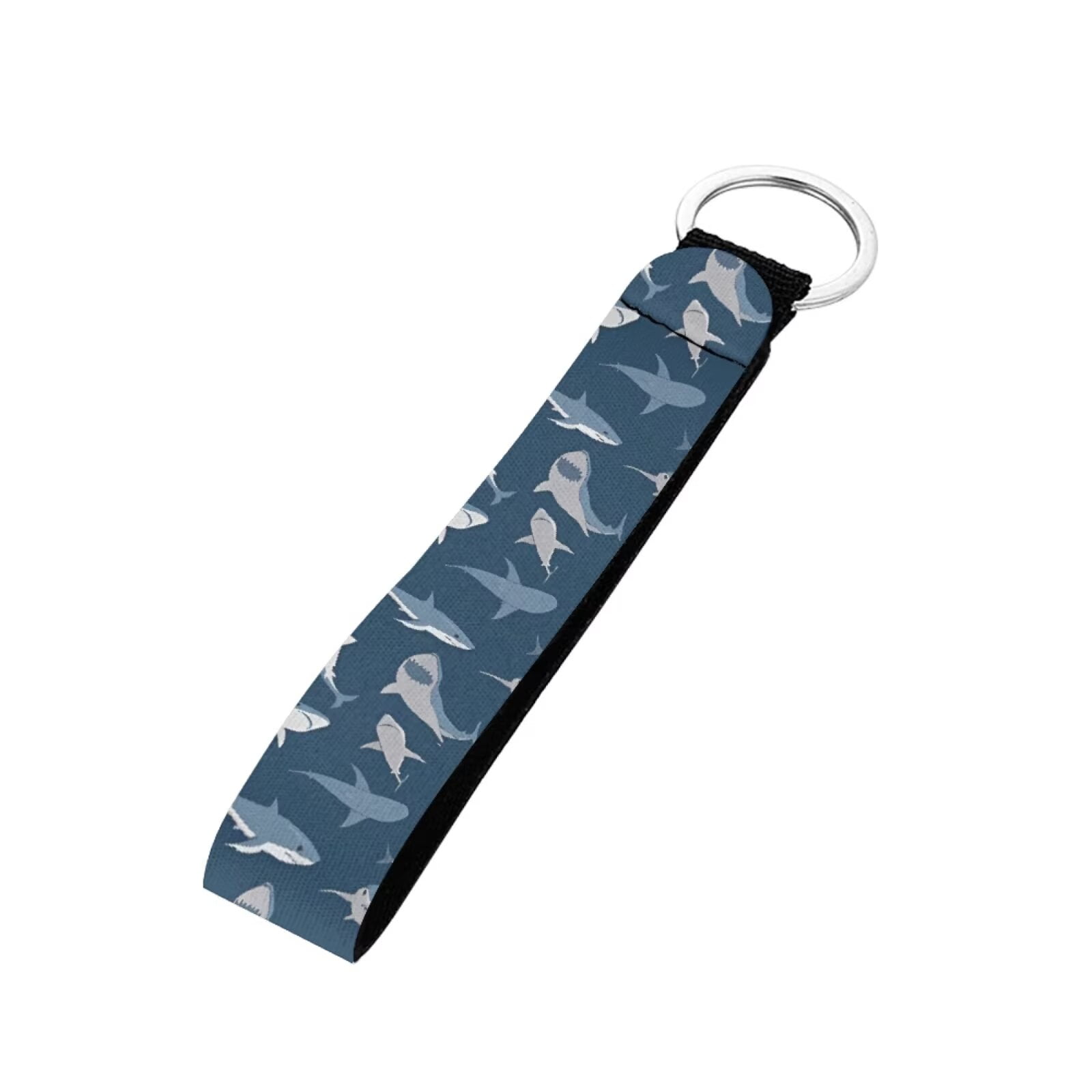 FOR U DESIGNS Women Men Shark Keychain Wristlet Blue Wristlet Strap ...