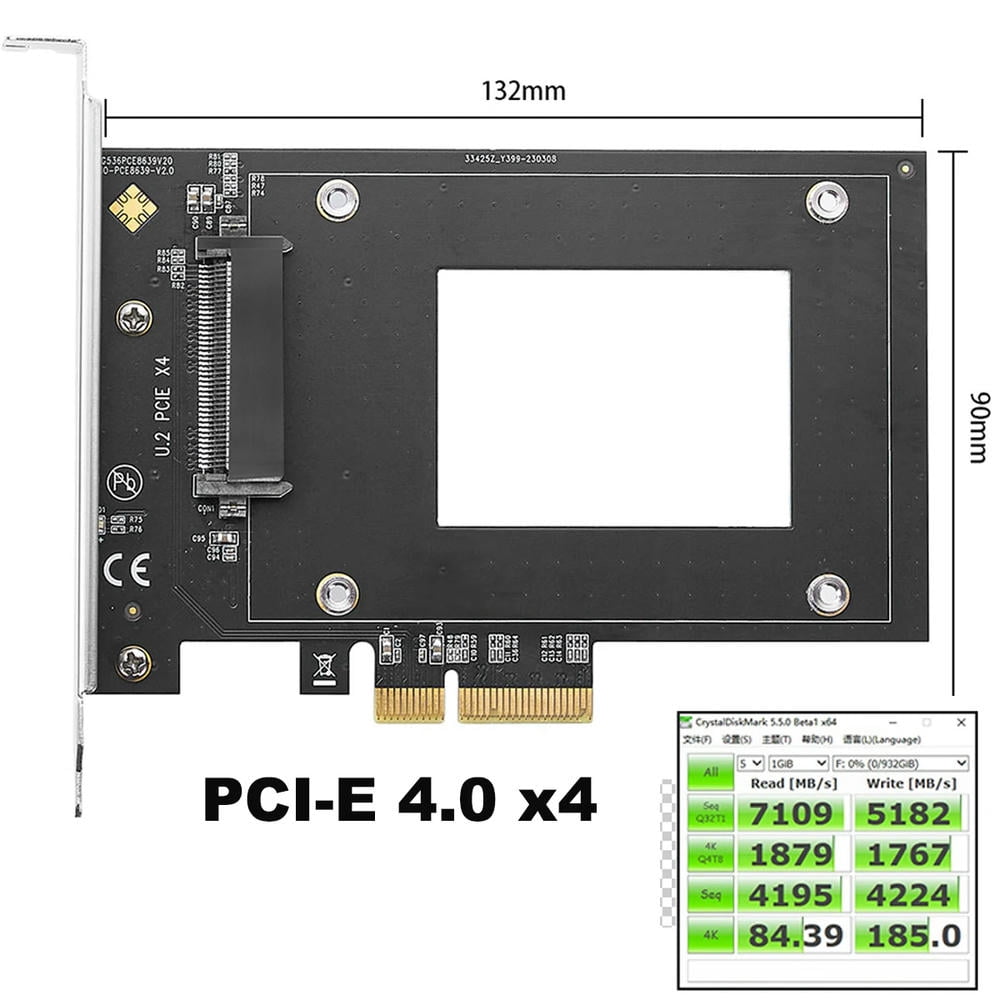 FOR U2 to PCIe 4.0 x4 Expansion Adapter Card PCI Express 4x U.2 SFF ...