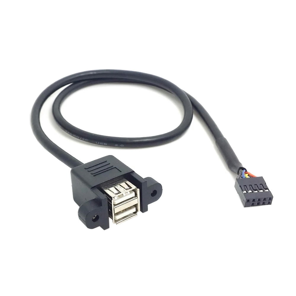 FOR USB 2.0 9 Pin Motherboard Female Cable USB for Adapter 50cm Dual ...