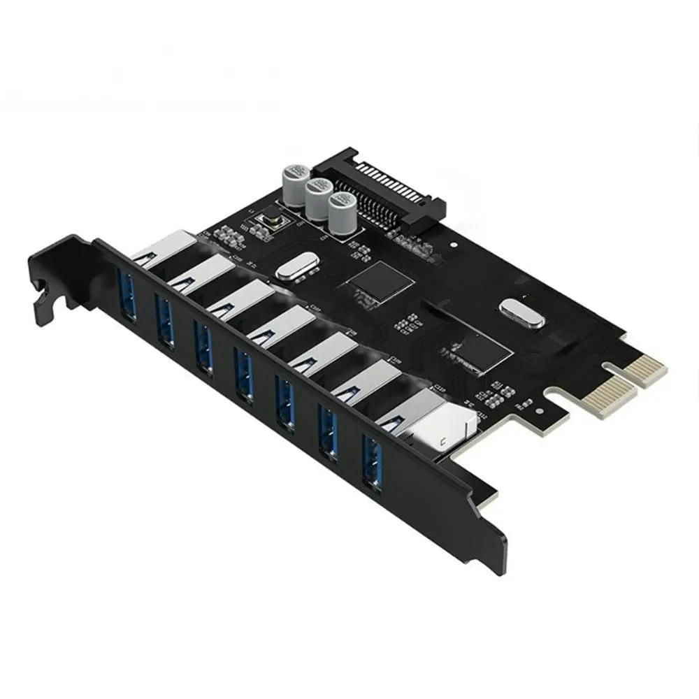 FOR USB 3.0 7 Port PCI-E Express Card Sata to 15 Pin Extender Adapter ...