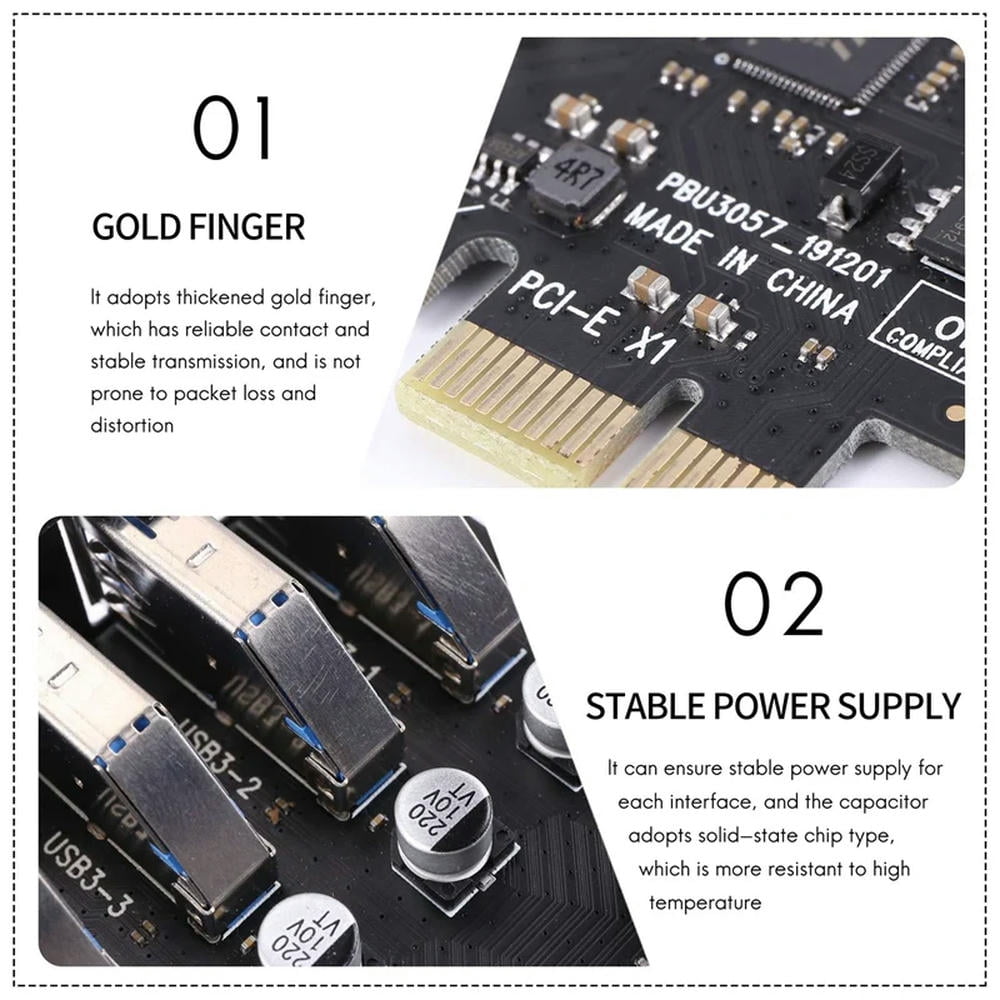 FOR USB 3.0 PCI-E Expansion Card Adapter 7 Ports USB 3.0 Hub Adapter ...