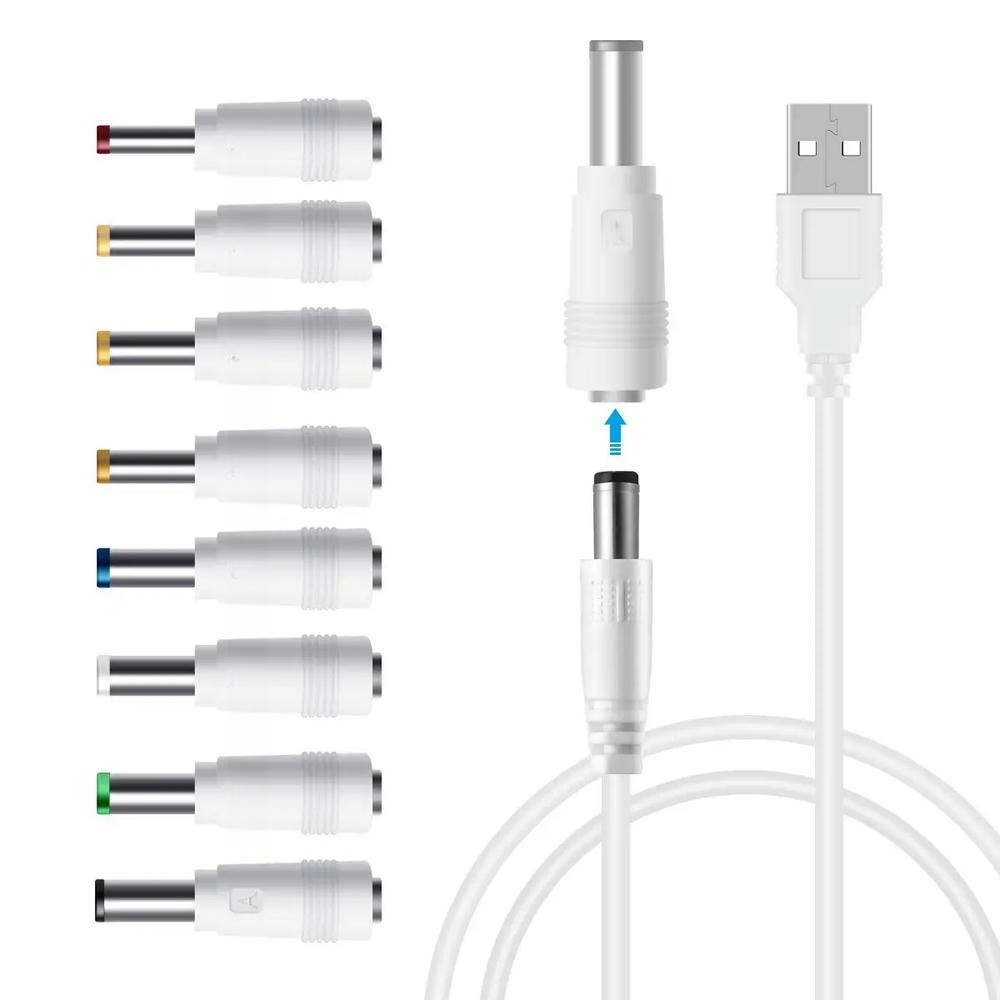 FOR USB to DC Power Cable,8 in 1 Uni l 5V DC Jack Charging Cable Power ...