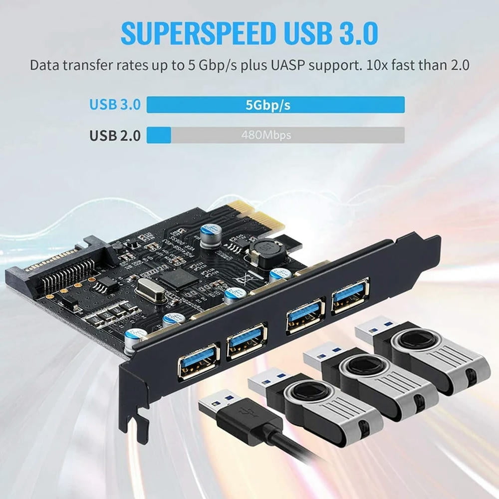 FOR USB3.0 4-Port Expansion Card PCI-E To USB 3.0 Type-A Expansion Card ...