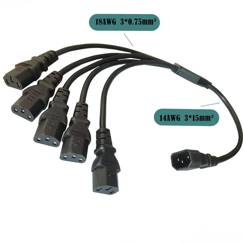 FOR Ups Pdu Computer Pc Power Splitter Cord C14 To 5 X C13 10a 250v ...