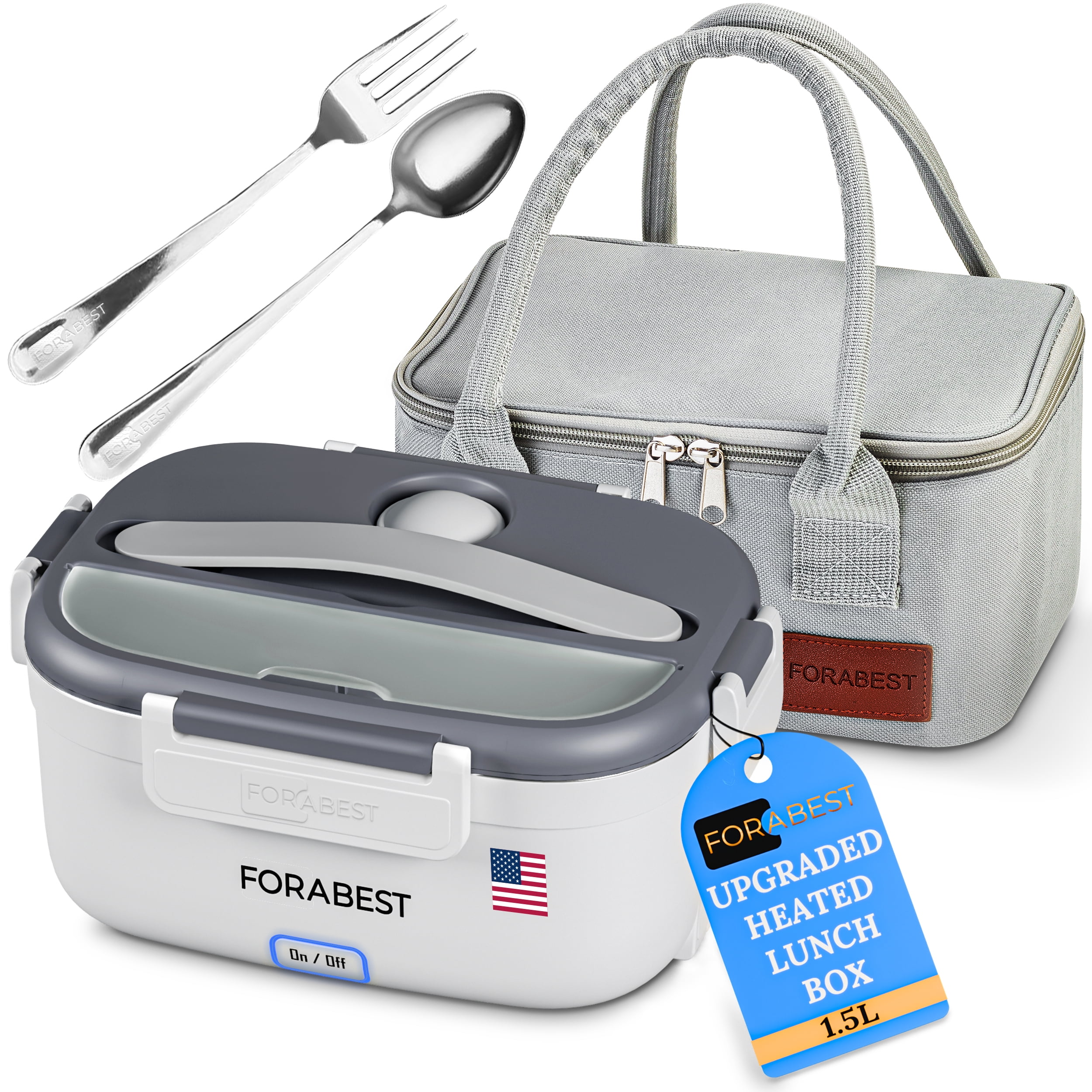 FORABEST Electric Lunch Box Food Heater Upgraded 60W Leakproof 2-in-1 ...