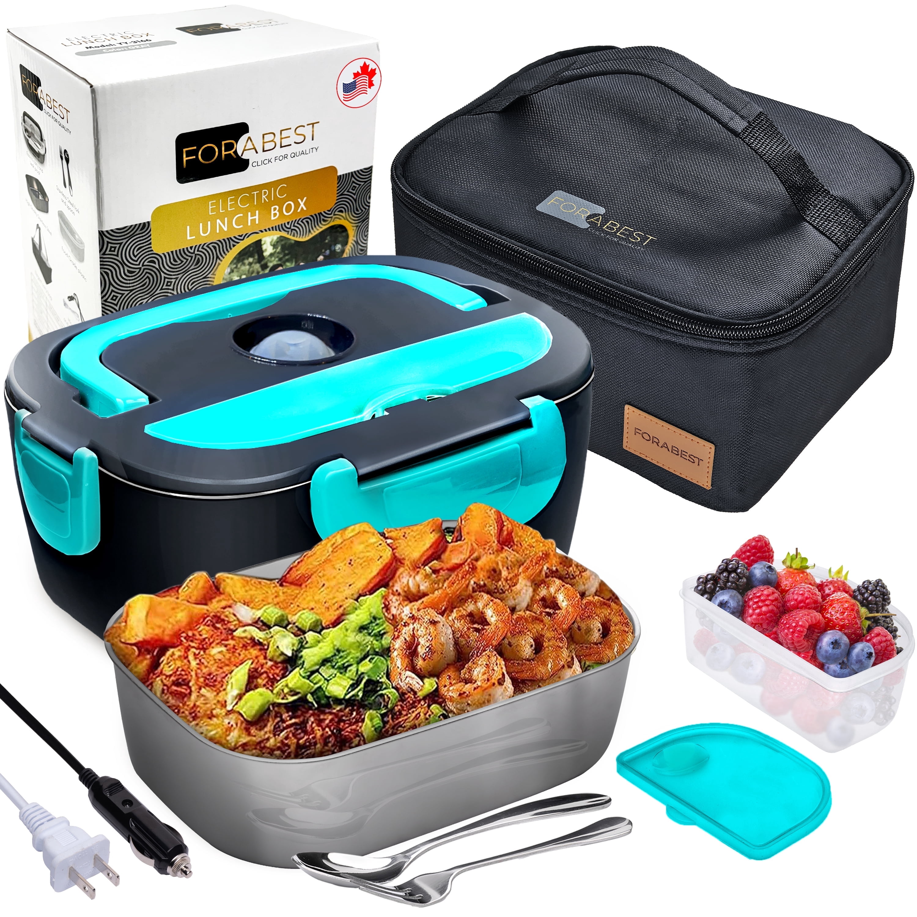 FORABEST Electric Lunch Box Portable Food Warmer, Home/Car/Truck, Bag ...