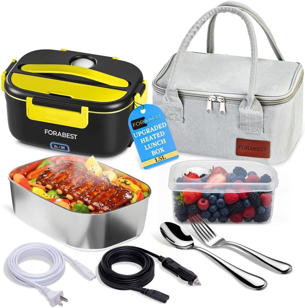 FORABEST Electric Lunch Box Food Warmer, 1.5L, Portable for Car/Home ...