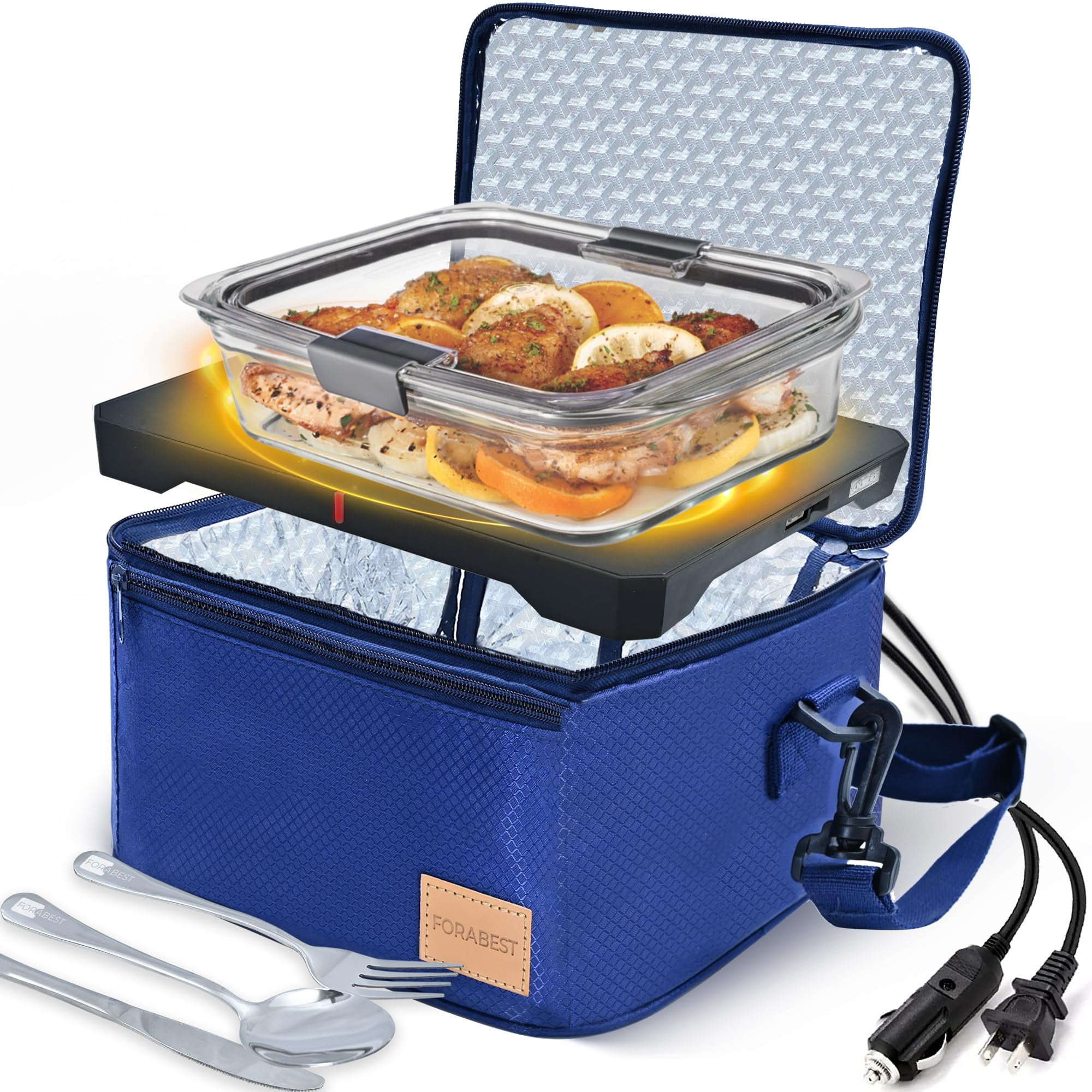 FORABEST Portable Microwave Oven Food Warmer - 12V/24V,110V/220V Fast ...