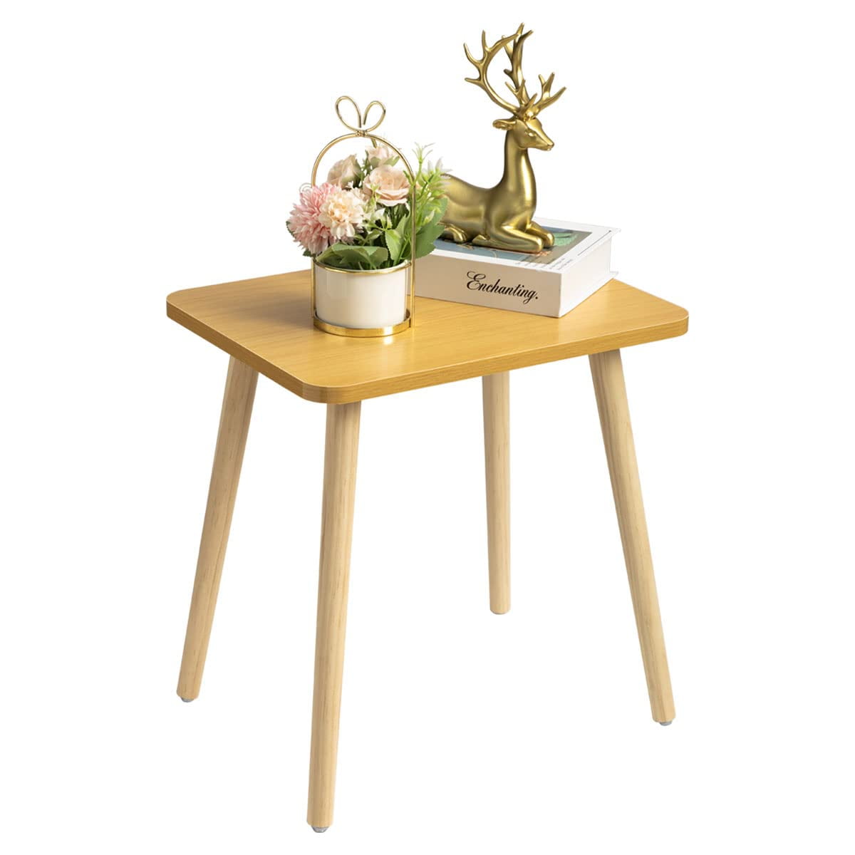 FORAOFUR Wooden Side Table - Modern Accent End Table for Living Room ...