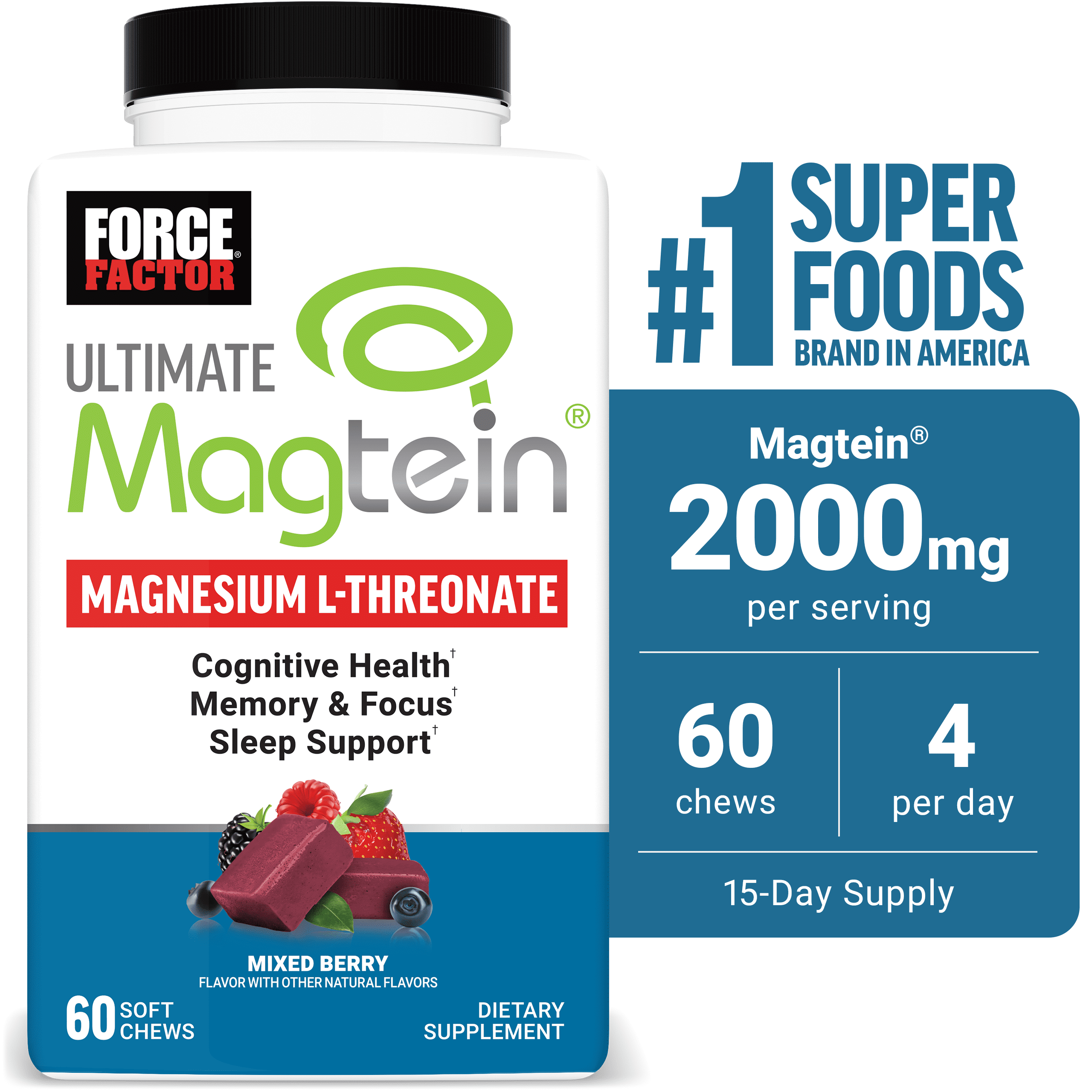 Force Factor Ultimate Magtein with Magnesium L-Threonate for Cognitive ...