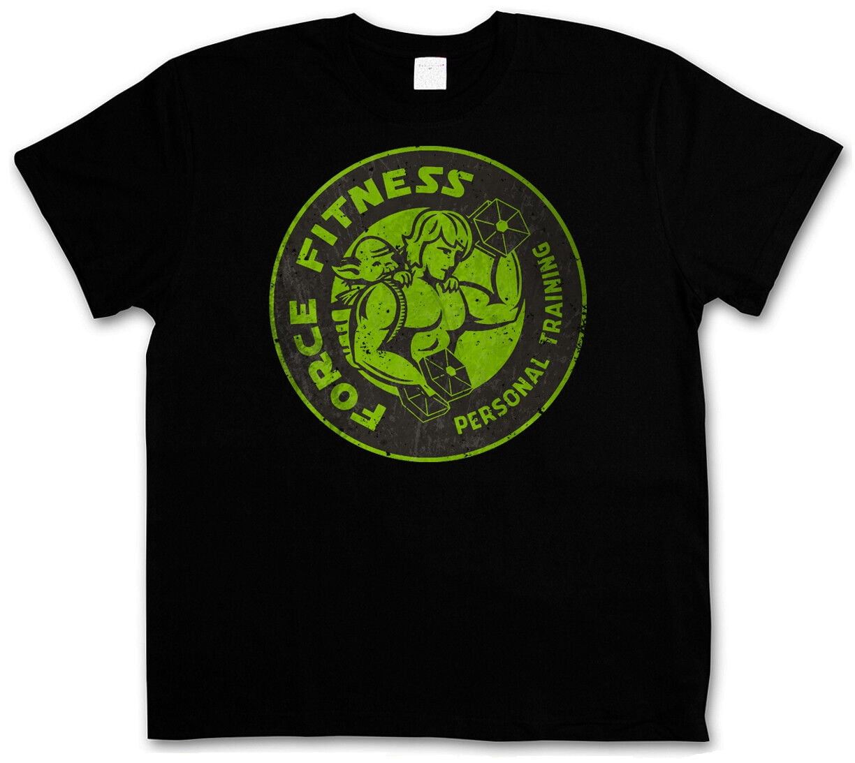 FORCE FITNESS VINTAGE LOGO T-SHIRT - Star Yoda Luke The Wars Jedi Sith ...