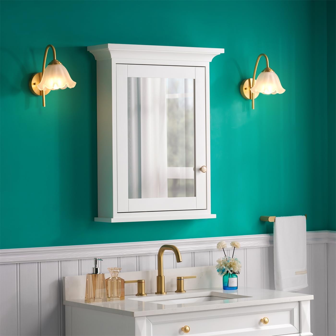 FORCLOVER 24"x 30" Bathroom Wall Cabinet Wooden Medicine Cabinet ...