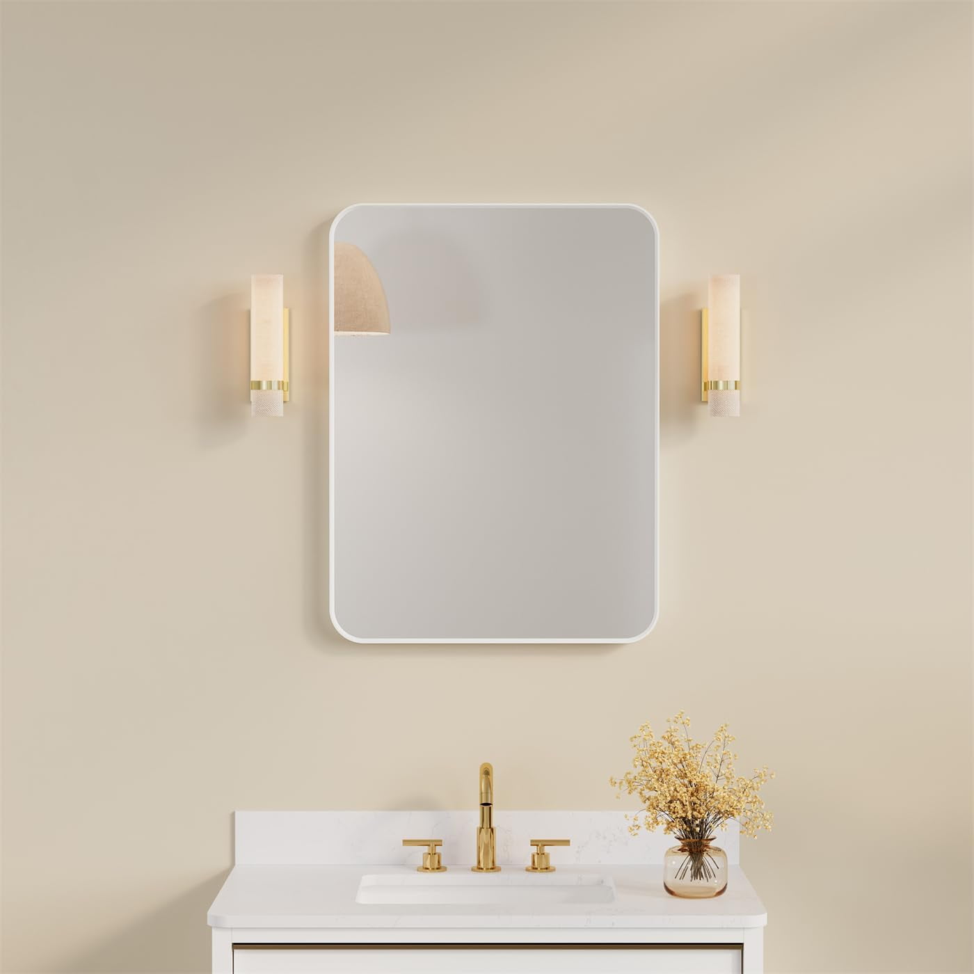 FORCLOVER Wall Mount Mirror for Bathroom, Anodized Aluminum Framed ...