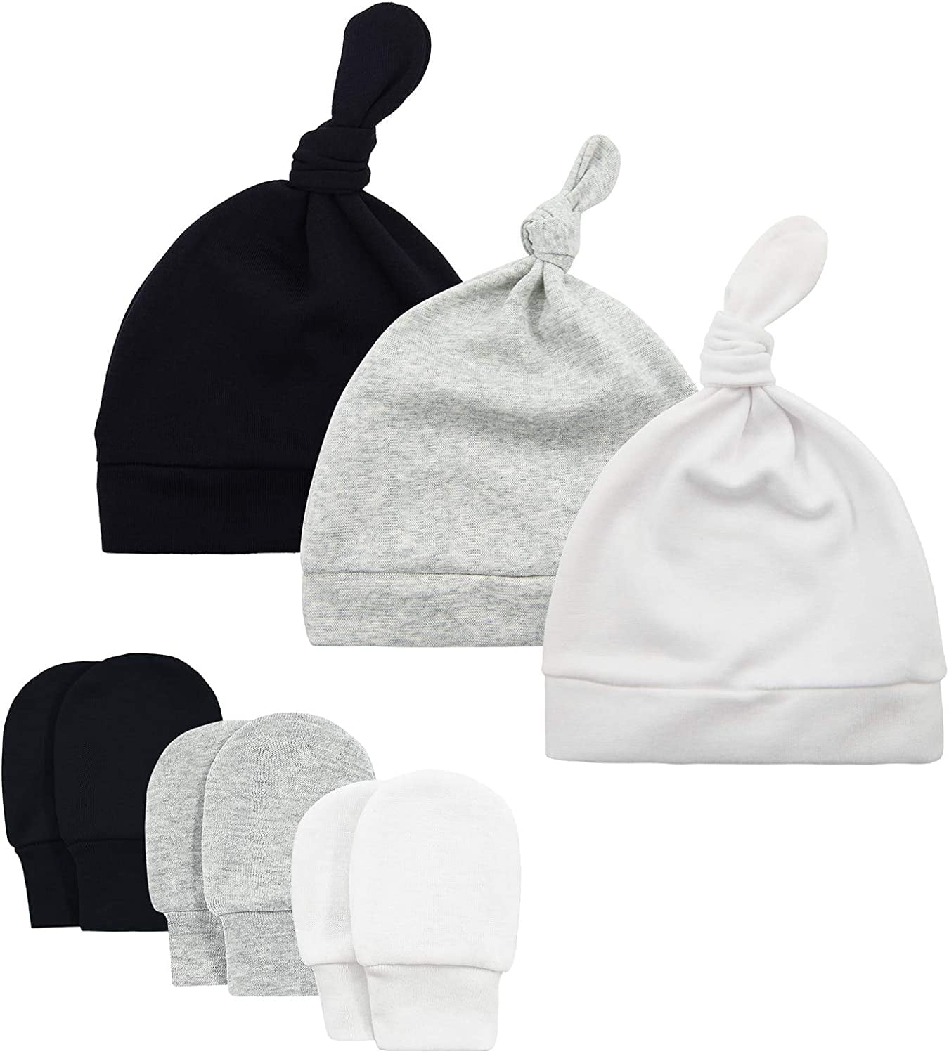 FOREEMME Newborn Infant Baby Boys Hat Mittens Set Cotton Gloves Beanie ...