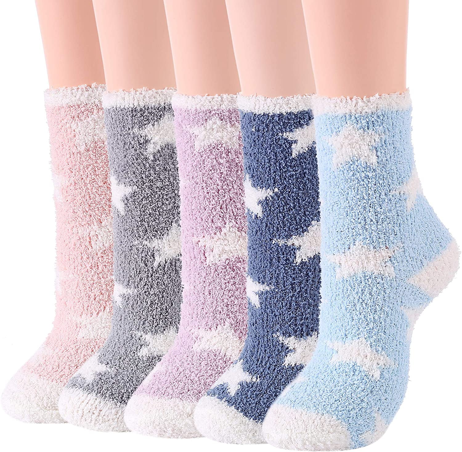 FOREEMME Womens Fuzzy Socks Winter Warm Soft Cozy Fluffy Microfiber ...