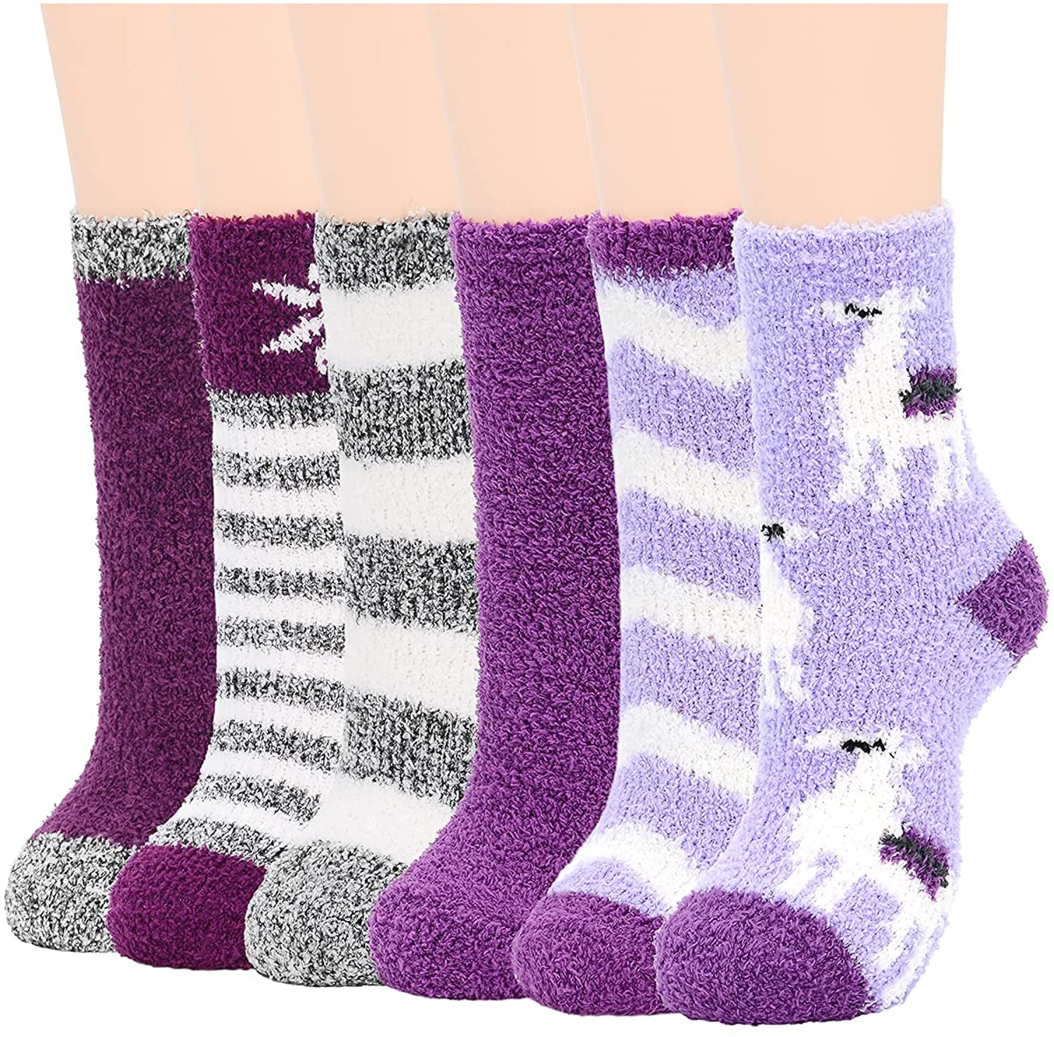 FOREEMME Womens Fuzzy Socks Winter Warm Soft Cozy Fluffy Microfiber ...