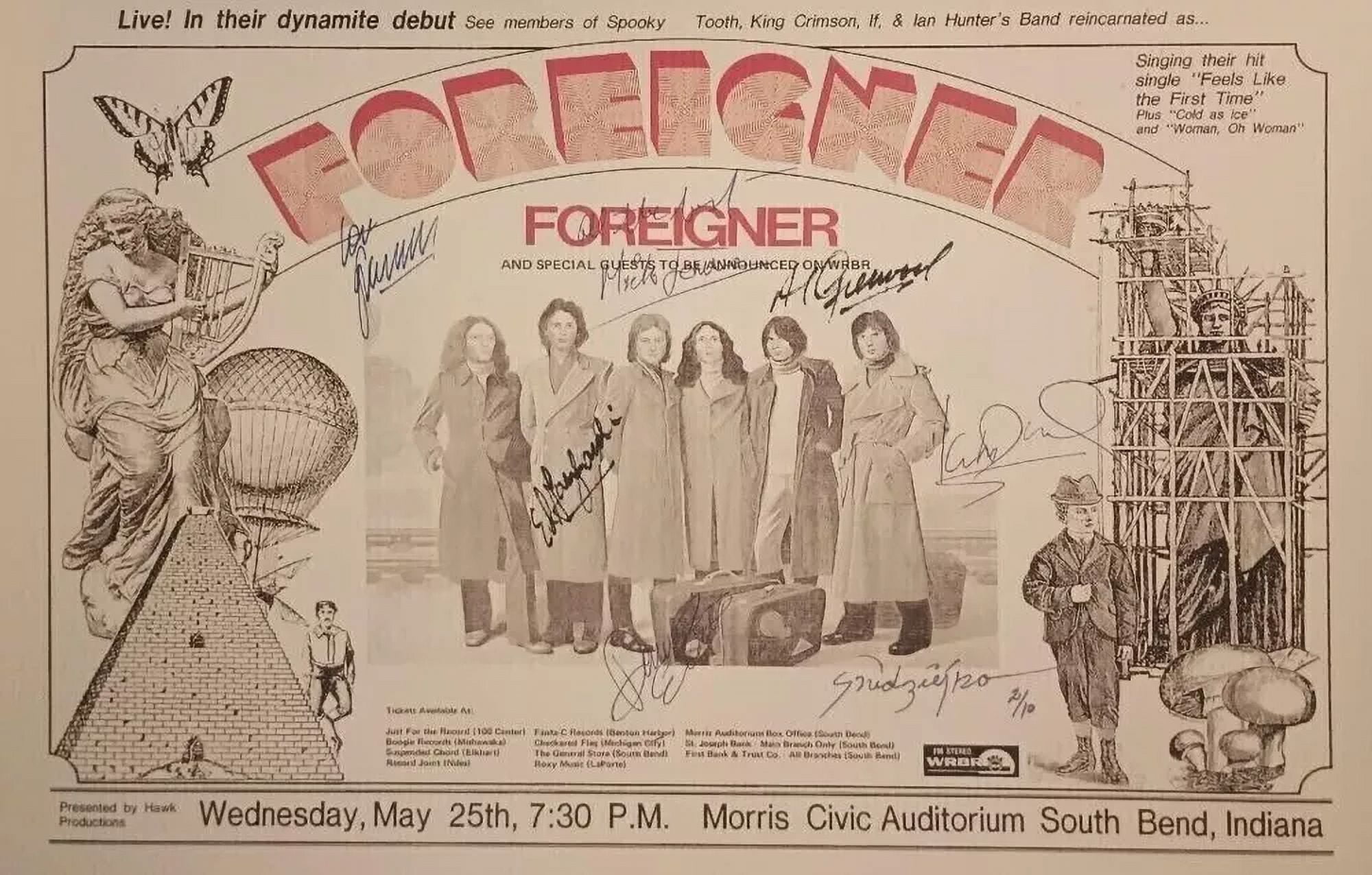 FOREIGNER Concert Poster Wall Art print facsimile autographed es 24 x ...