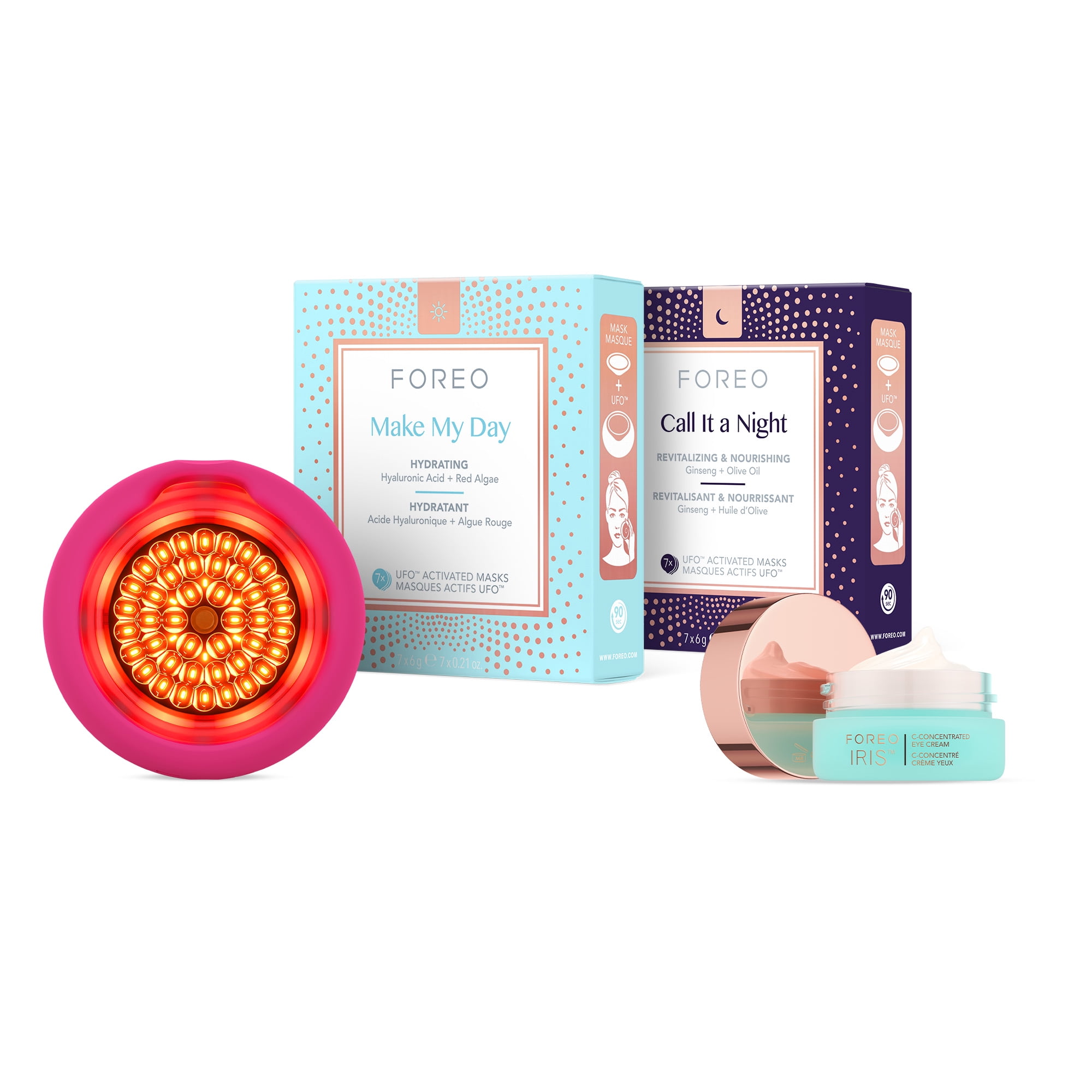 FOREO Hydrate & Brighten UFO 3 LED Set-Mask Skincare Device + 14 UFO ...