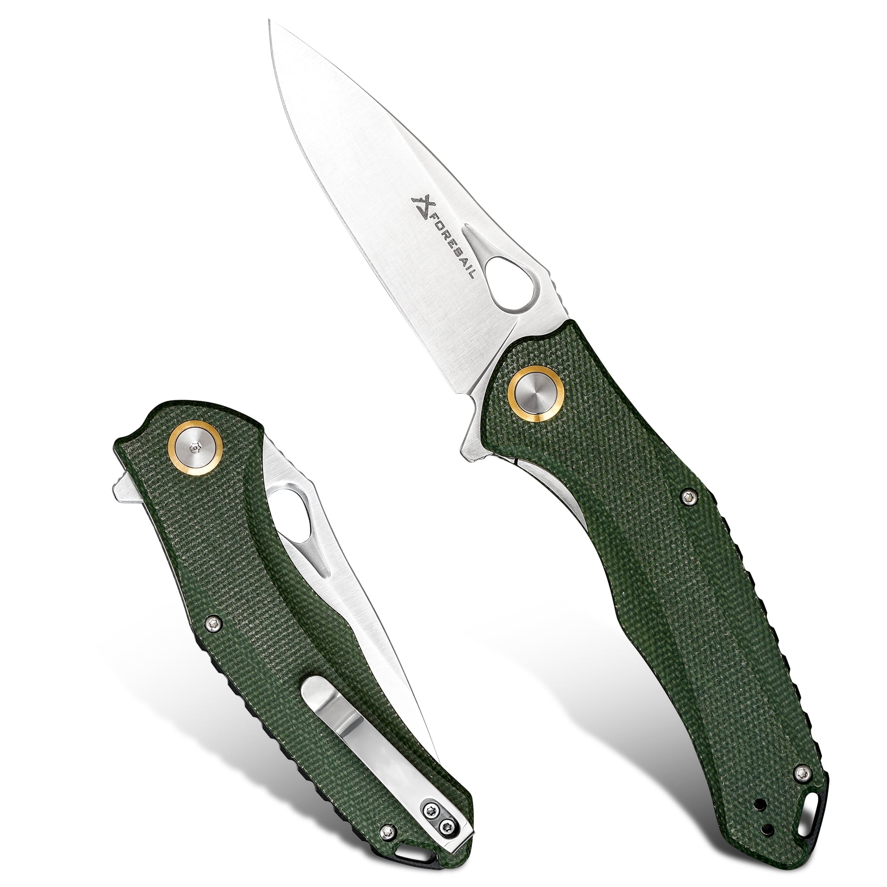FORESAIL Praxis Pocket Folding Knife 3.62"14c28n Blade,4.8" Micarta ...