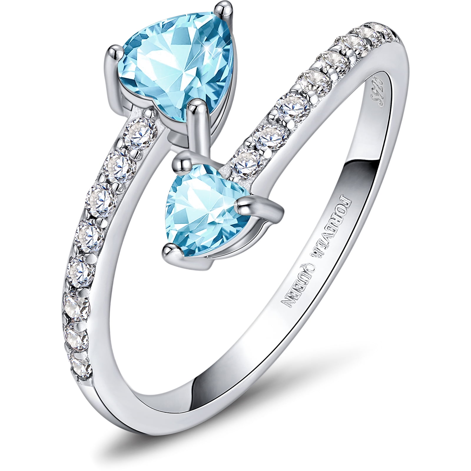 FOREVER QUEEN Birthstone Rings 925 Sterling Silver Rings Adjustable ...