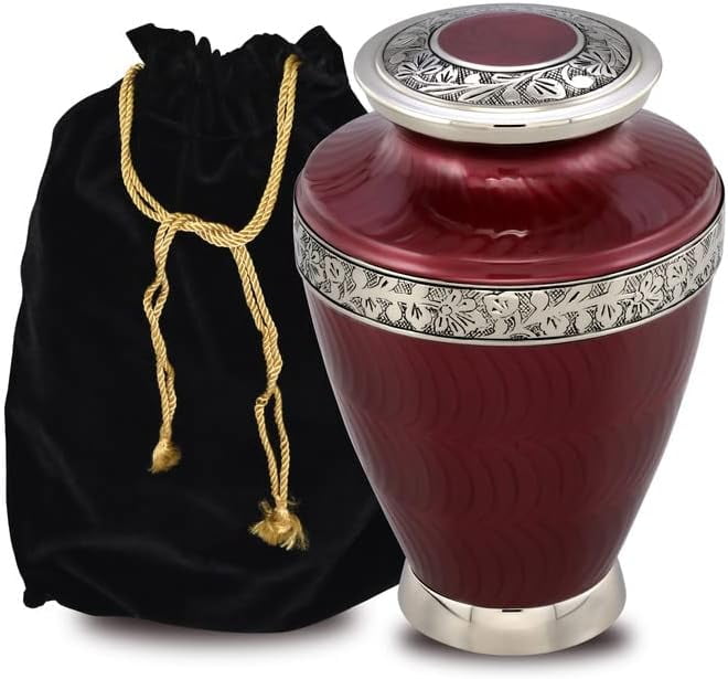 FOREVER URNS Adult Cremation Urn Elegance Red Enameled Urn For Human ...