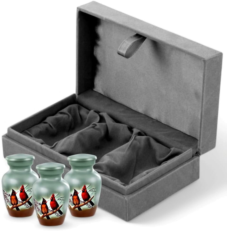 FOREVER URNS Mini Cremation Funeral Urn with Printed Cardinal Birds ...
